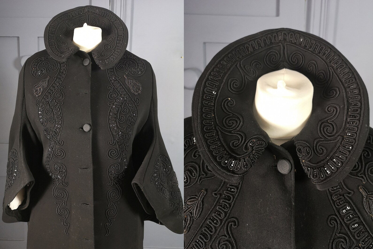 Rare 1870s / 1880s Natural Form Era Bustle Mourning Coat Soutache ...