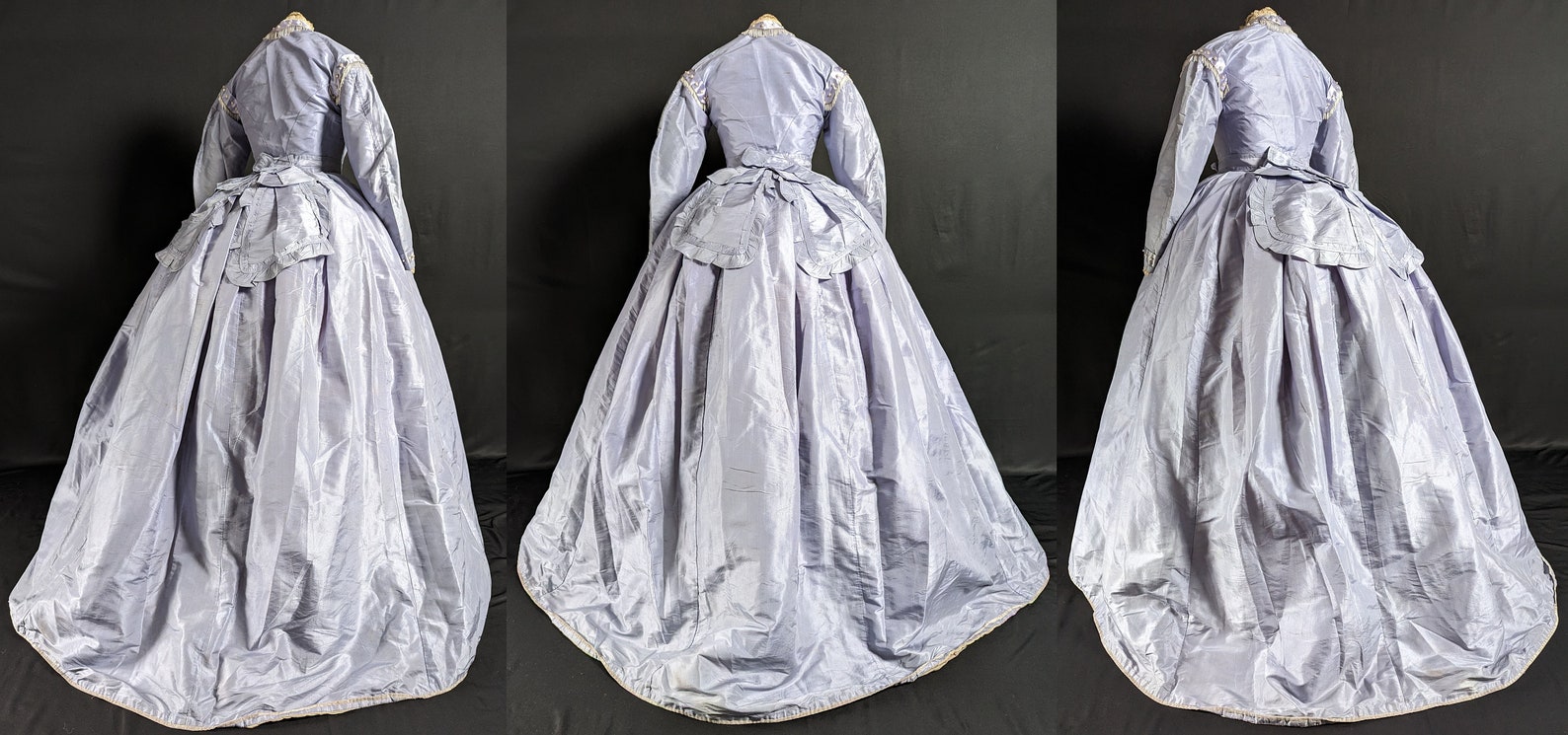 Stunning Victorian Antique Fashion 1860s Four Piece Lilac Silk ...
