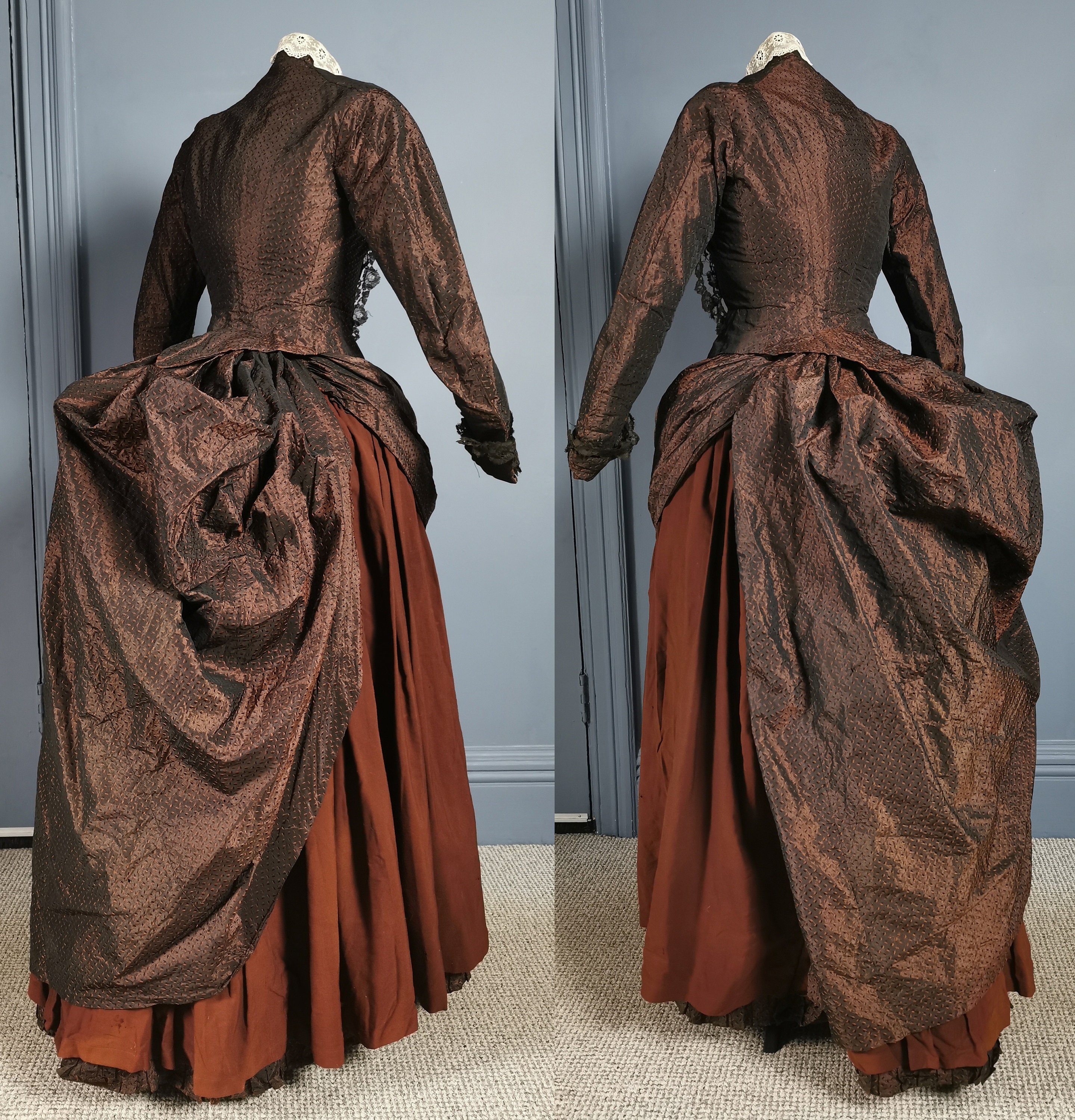 Victorian Antique Mid 1880s Silk & Wool Bustle Day Dress - Etsy UK