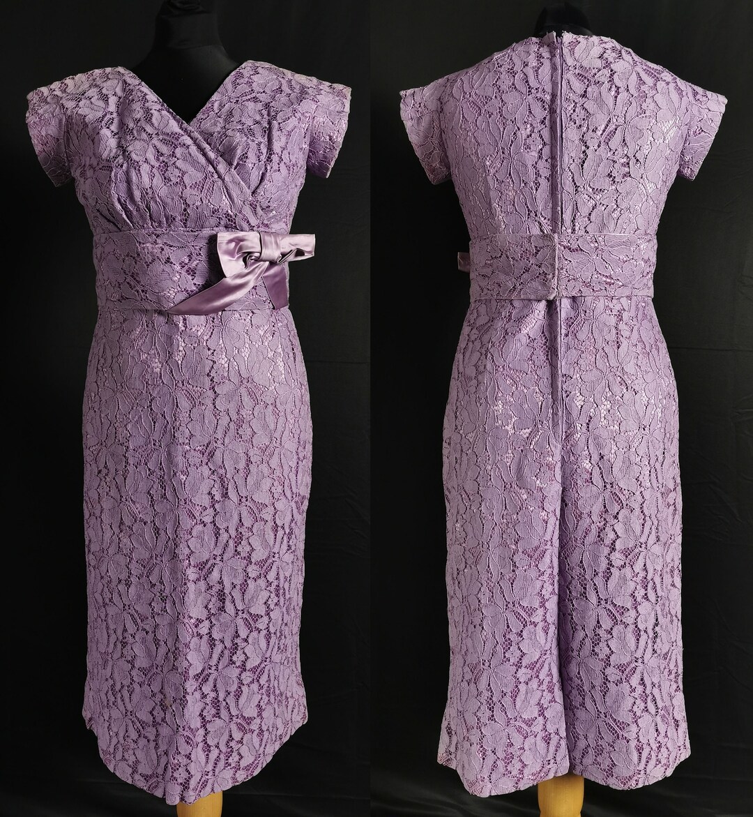 Smart Vintage Fashion 1950s Purple Lace Cocktail Dress - Etsy