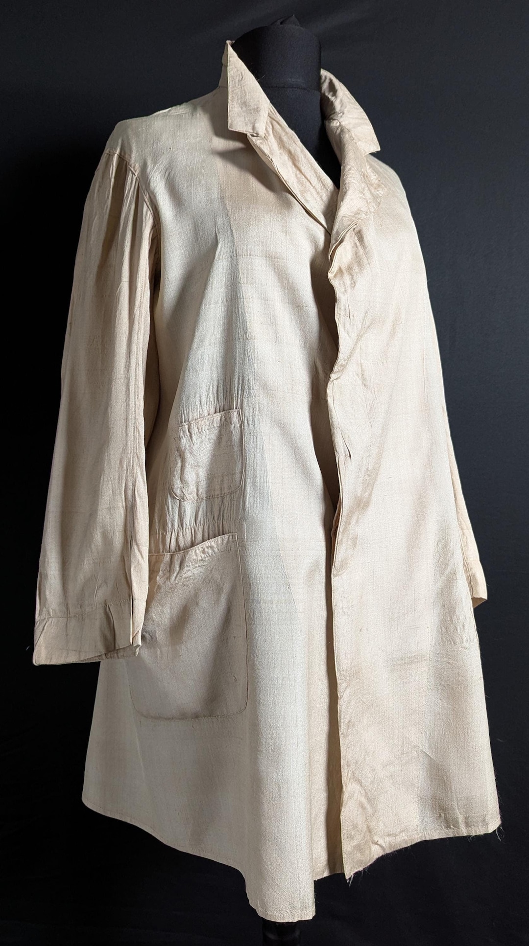 Edwardian Antique Fashion 1900s Larger Size Raw Silk Duster / Driving ...