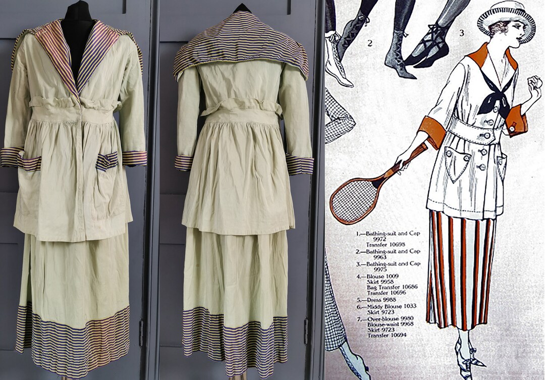 RARE Antique Chanel Style 1910s / WW1 Era Silk Sport Suit / Tennis ...
