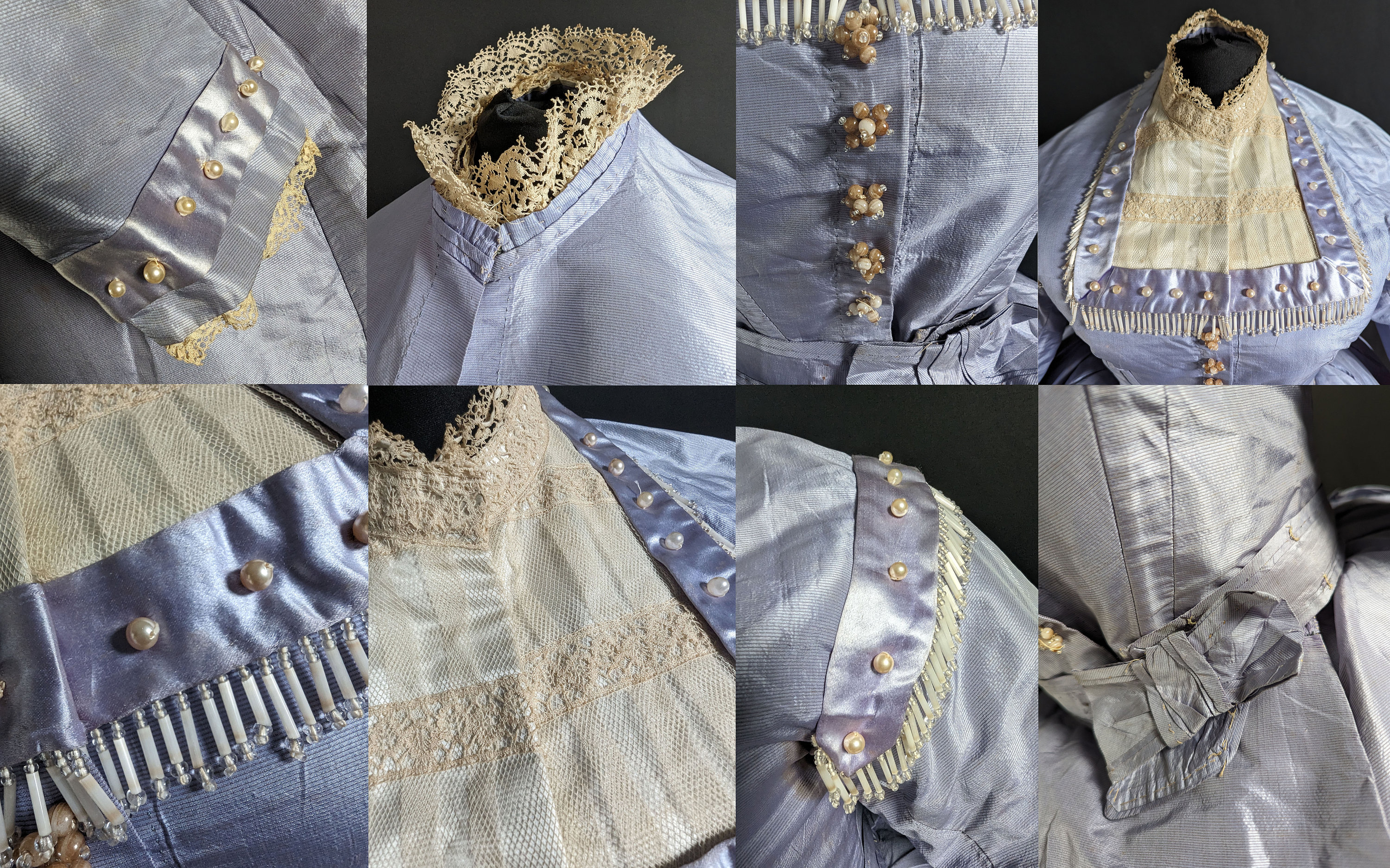 Stunning Victorian Antique Fashion 1860s Four Piece Lilac Silk ...