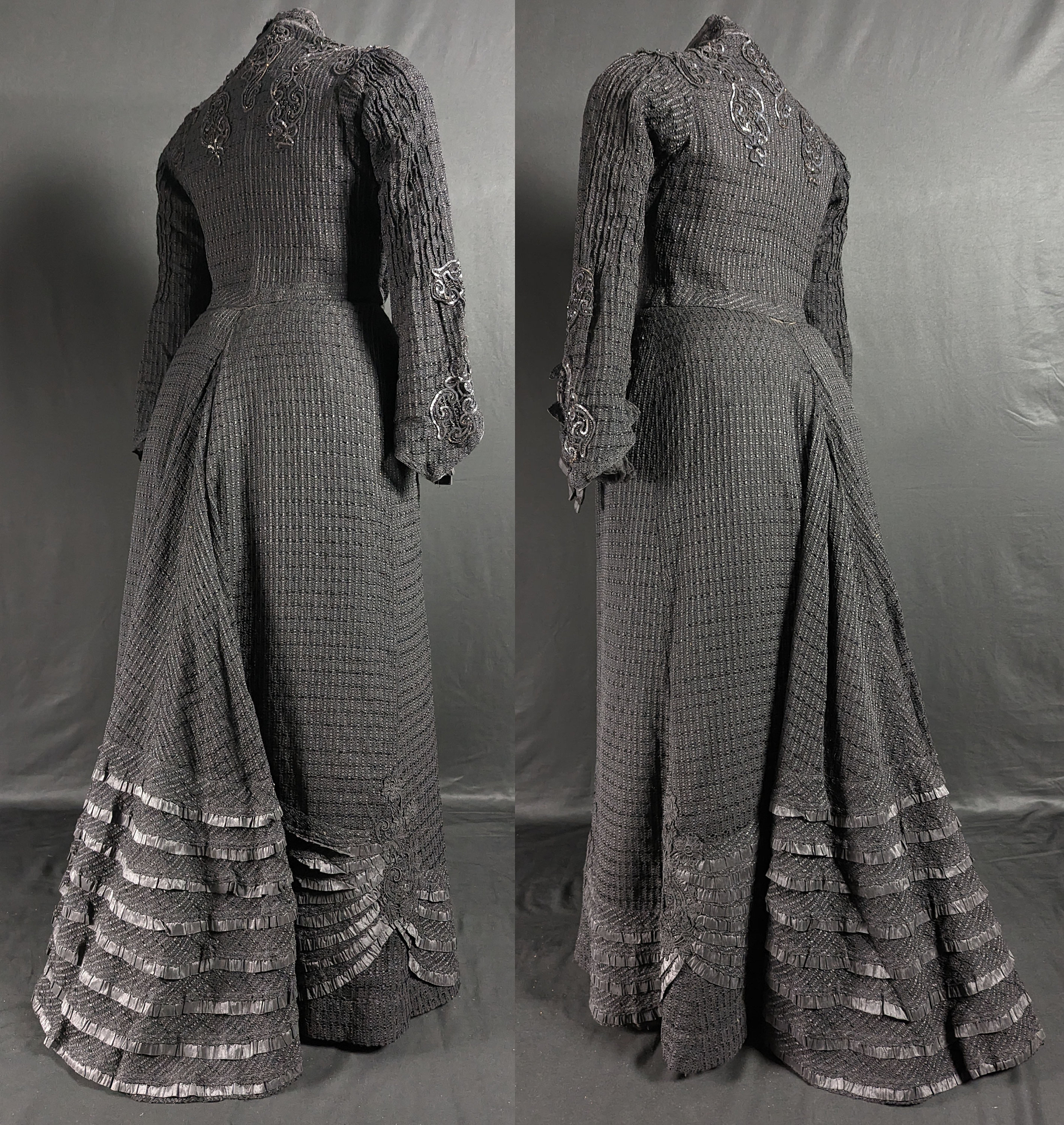Gothic Edwardian Antique Fashion Early 1900s Sequined Silk Mourning ...