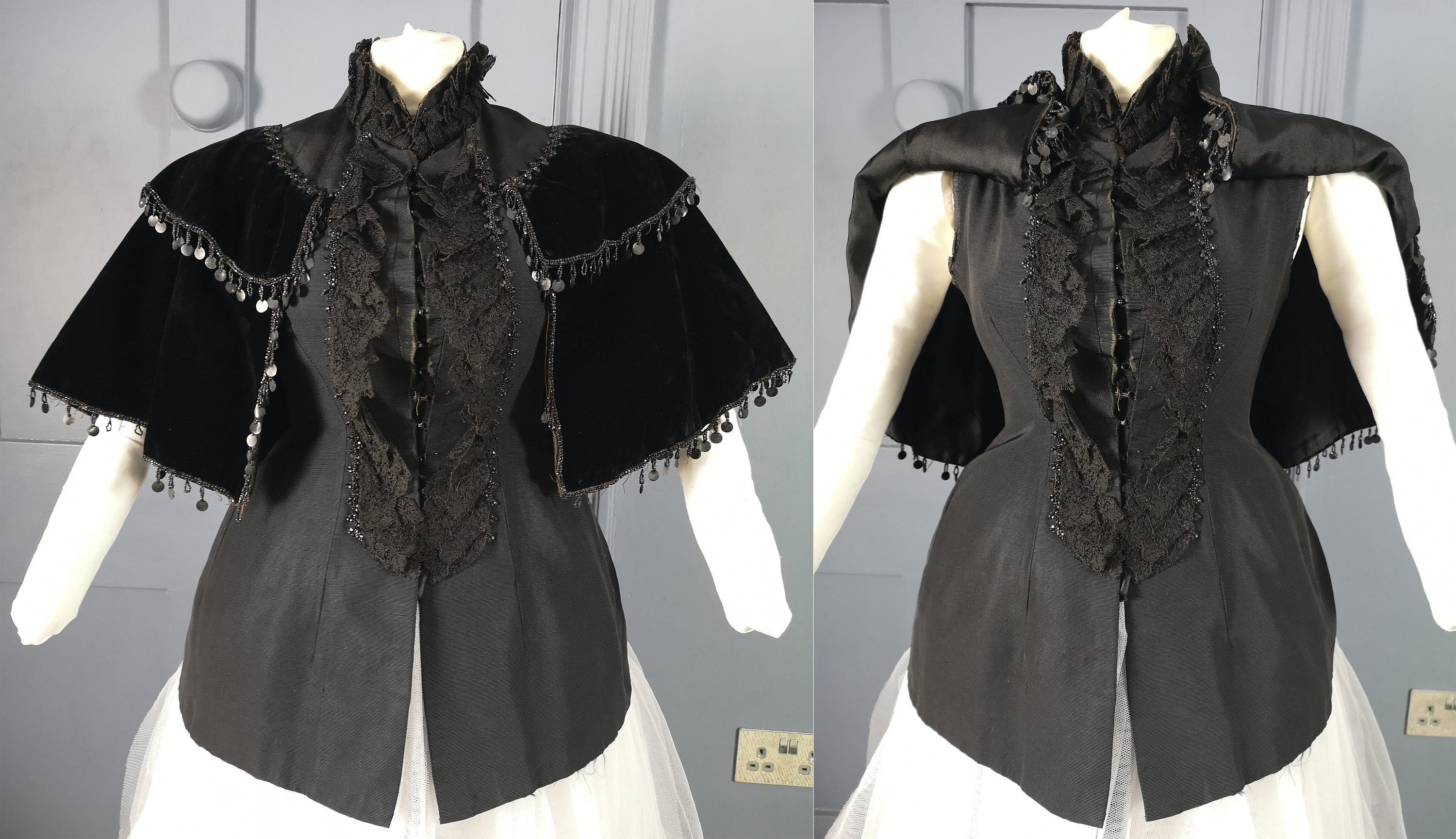 Opulent Gothic 1880s / 1890s Mourning Bustle Jacket Victorian Antique ...