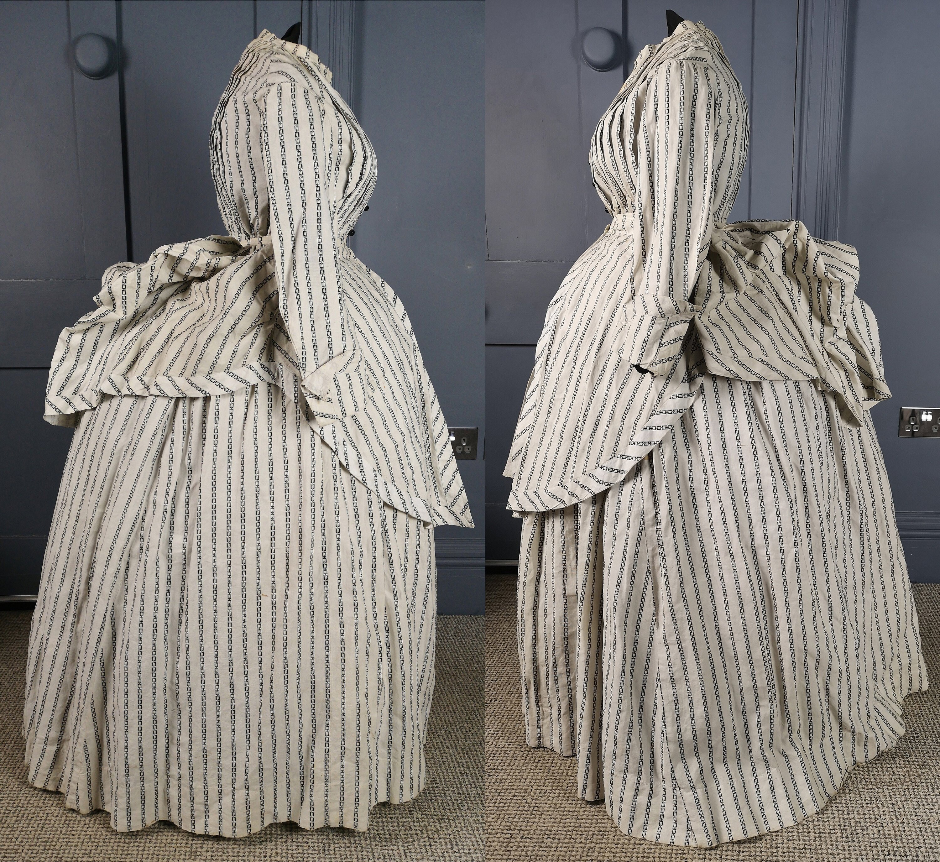Stylish & Rare 1860s / 1870s Seaside Bustle Dress With Drawstring ...