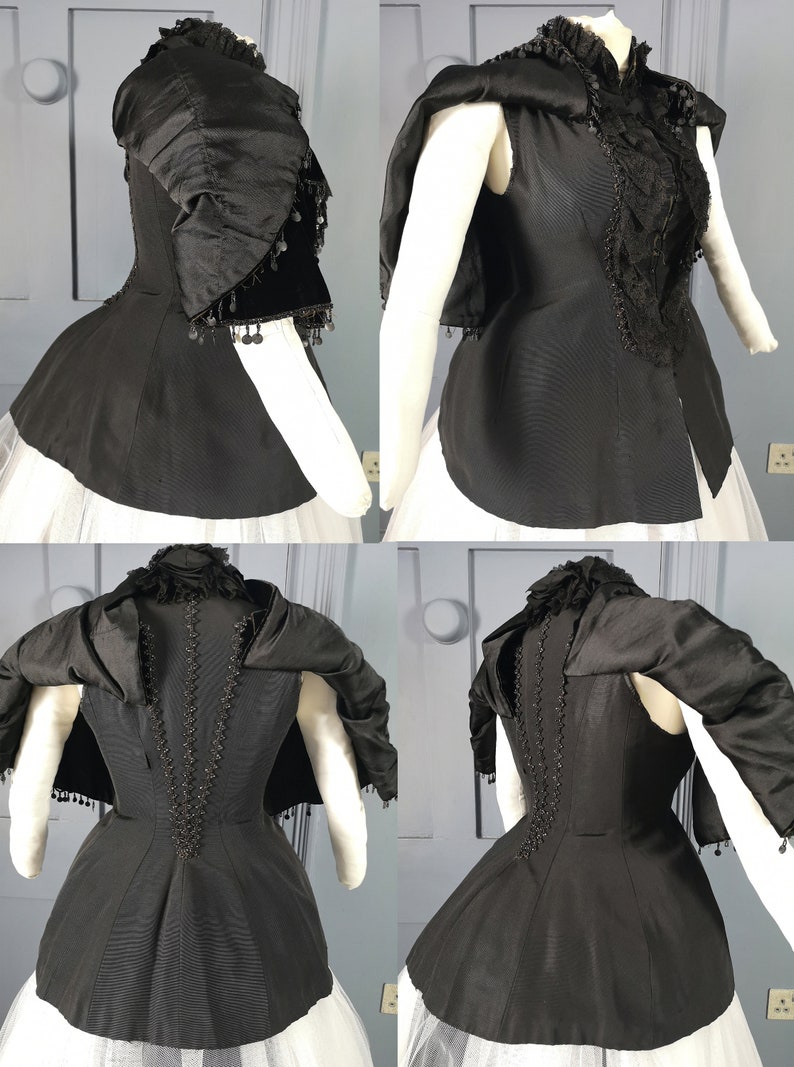 Opulent Gothic 1880s / 1890s Mourning Bustle Jacket Victorian Antique ...