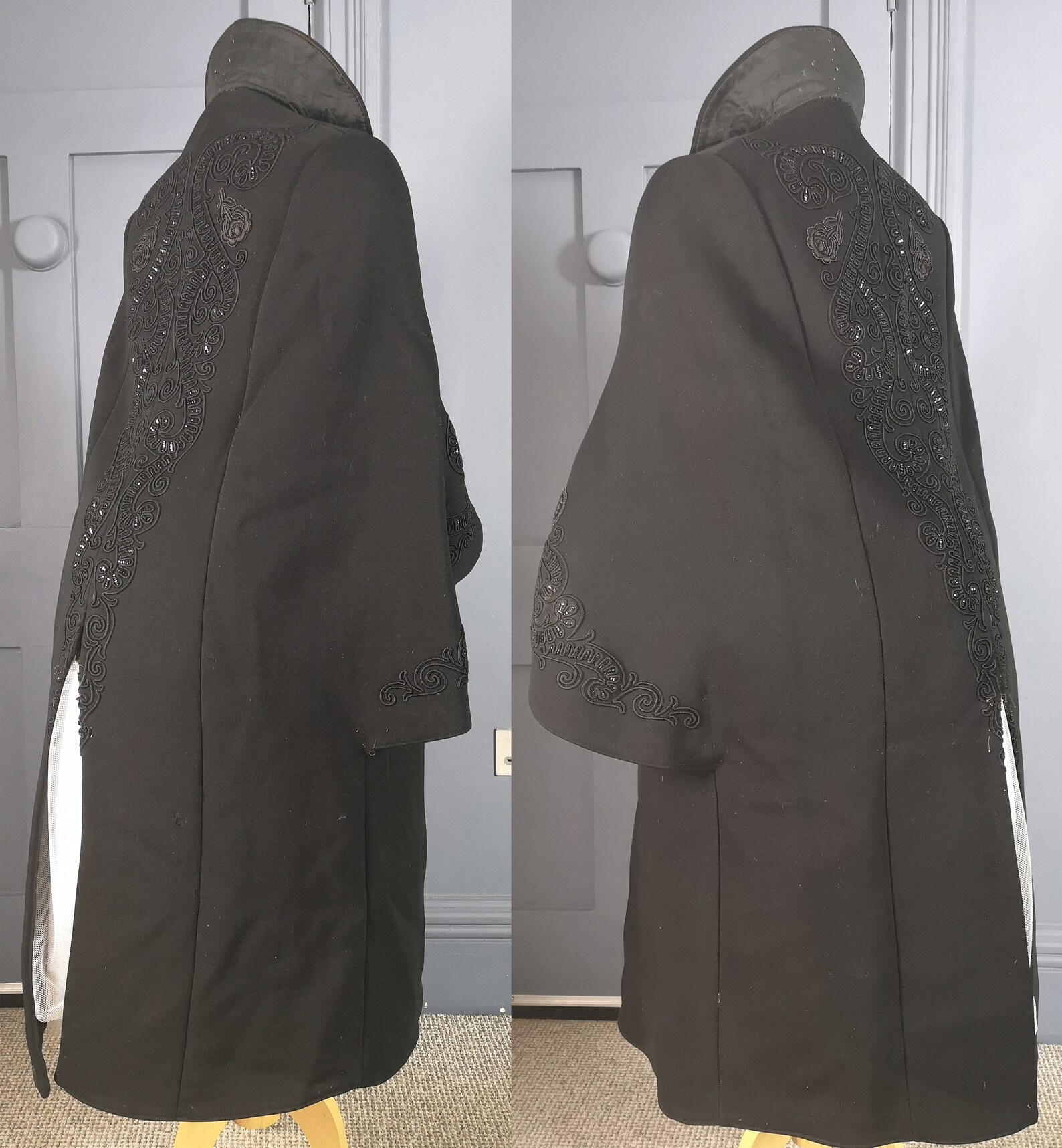 Rare 1870s / 1880s Natural Form Era Bustle Mourning Coat Soutache ...