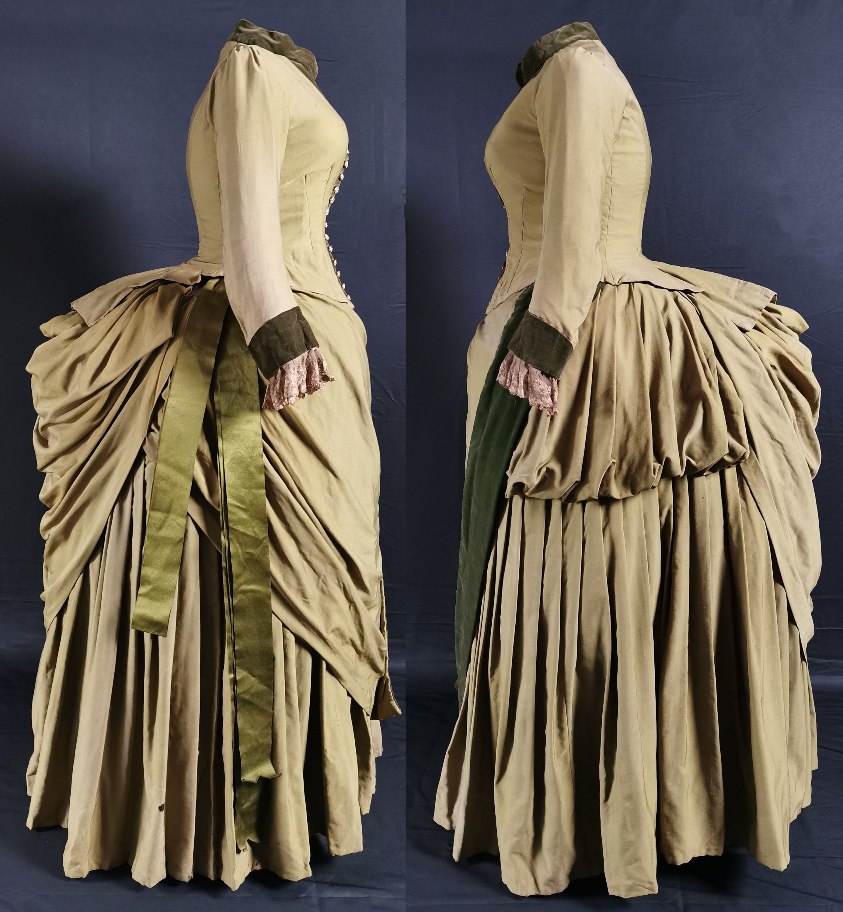 Victorian Antique Fashion 1880s Green Wool Asymmetric Bustle Dress - Etsy