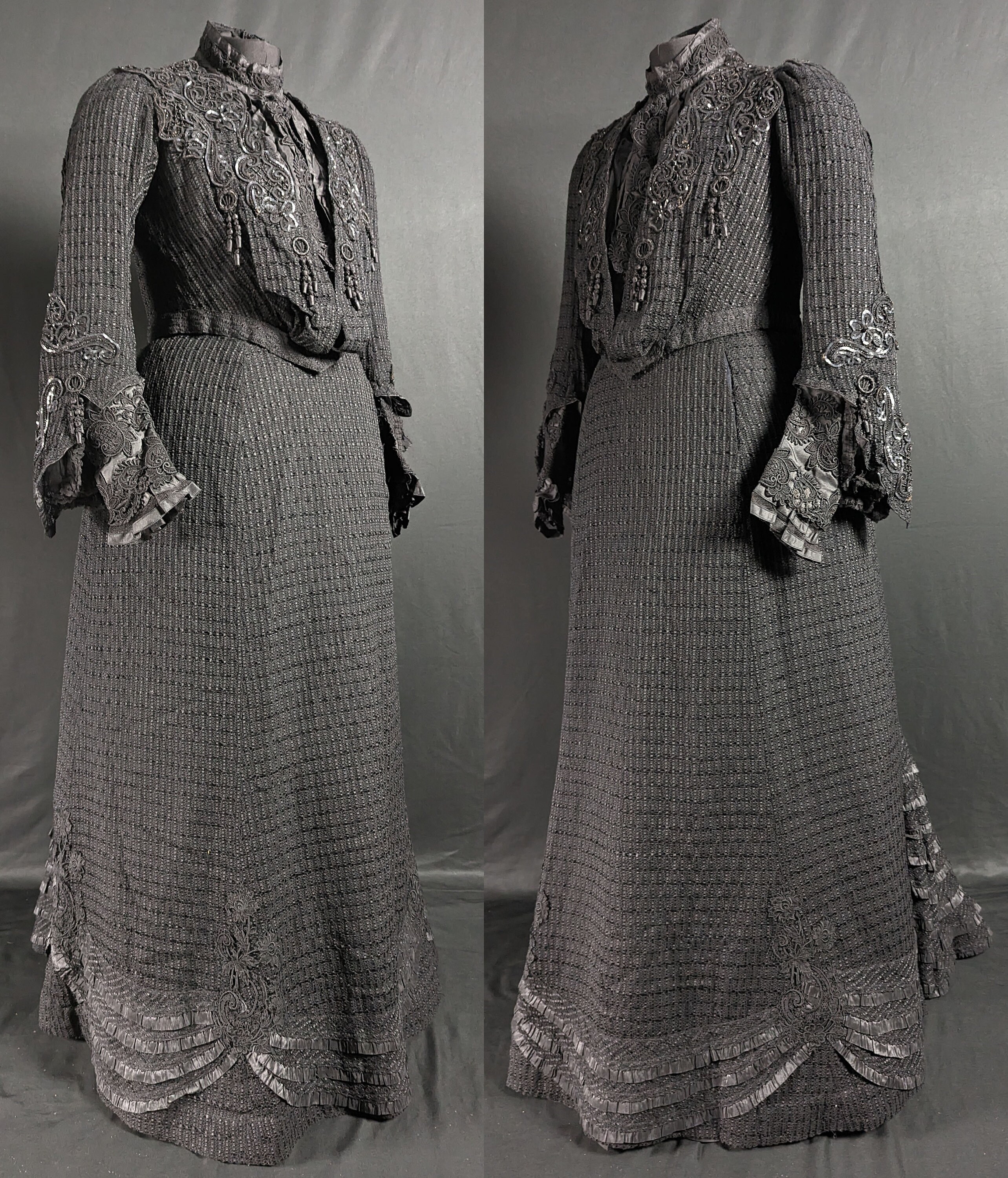 Gothic Edwardian Antique Fashion Early 1900s Sequined Silk Mourning ...