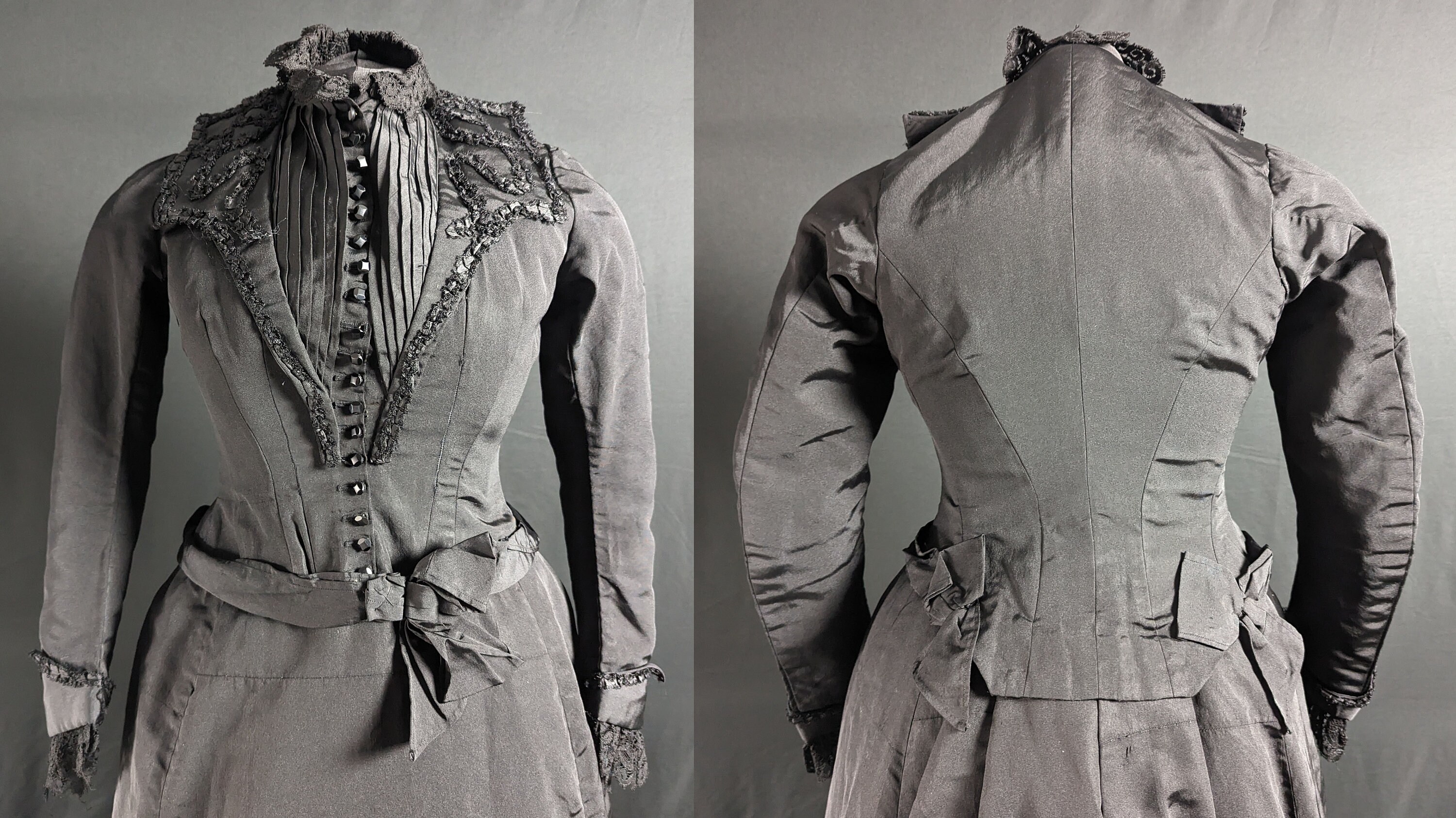 Gothic Victorian Antique Fashion 1890s Black Silk Mourning Dress - Etsy
