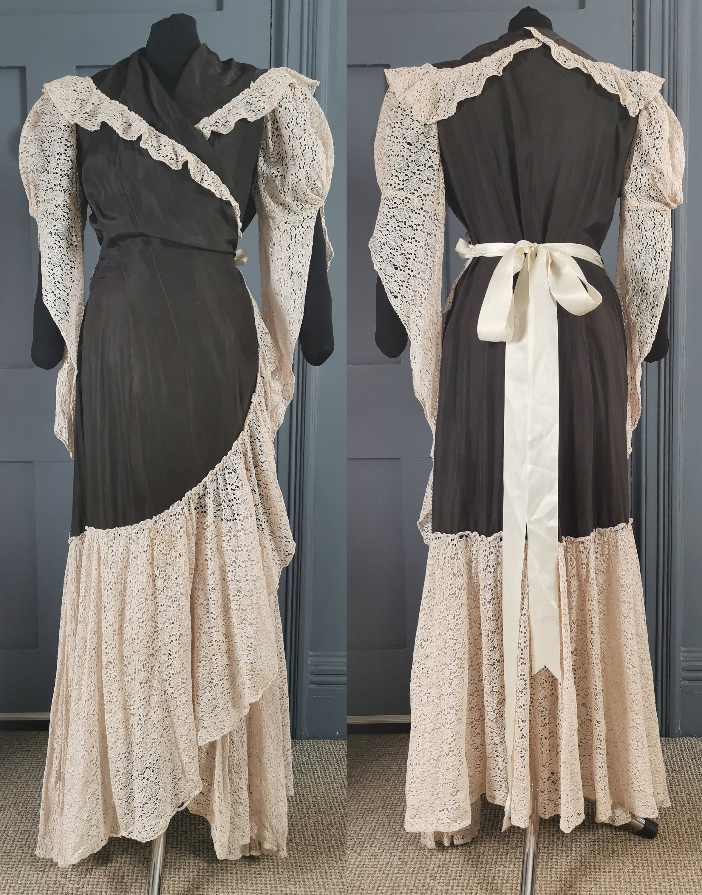 Glamorous Vintage 1930s / 1940s Art Deco Peignoir / Dressing Robe With ...