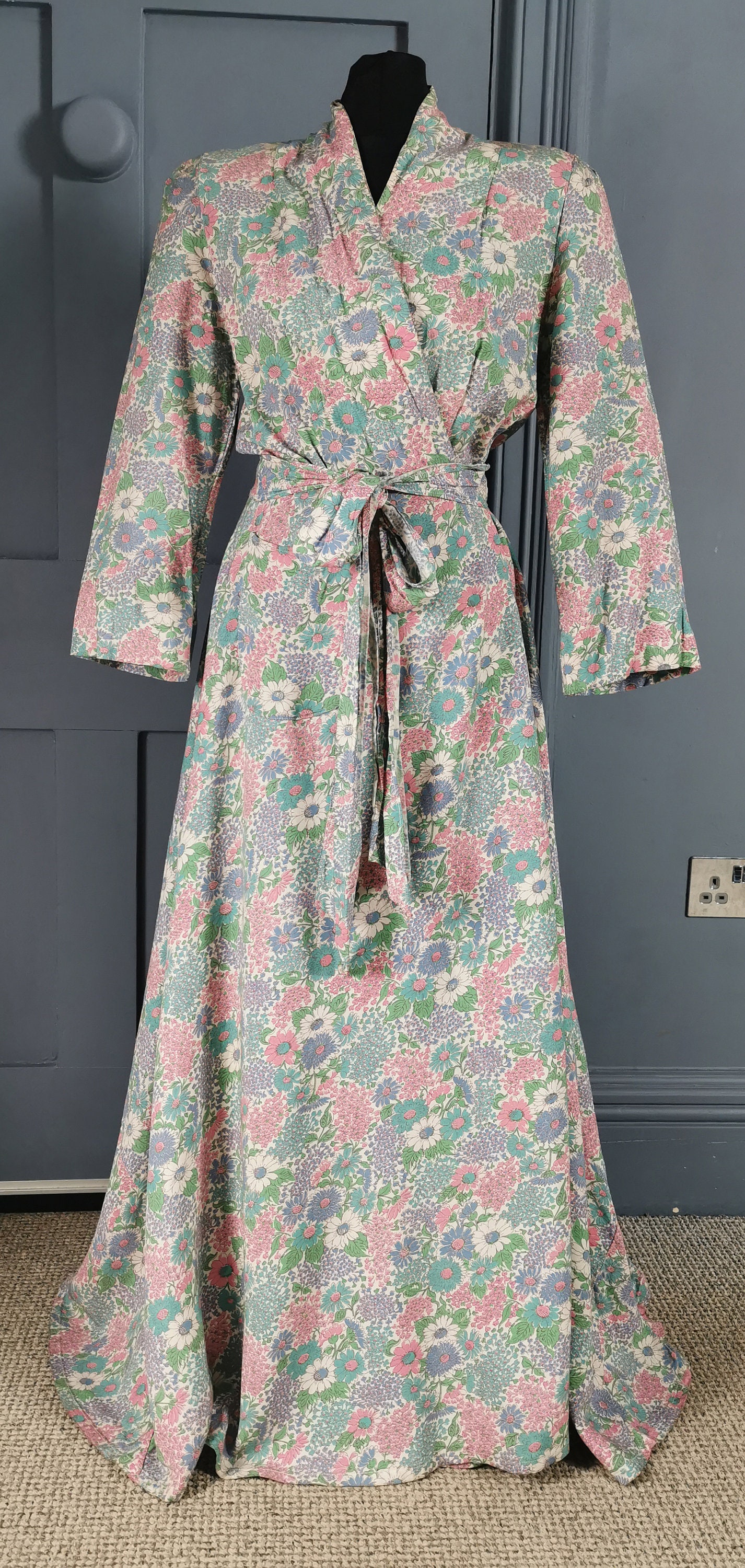 Fab 1930s Vintage Art Deco Floral Print Housecoat / Dressing Robe - Etsy