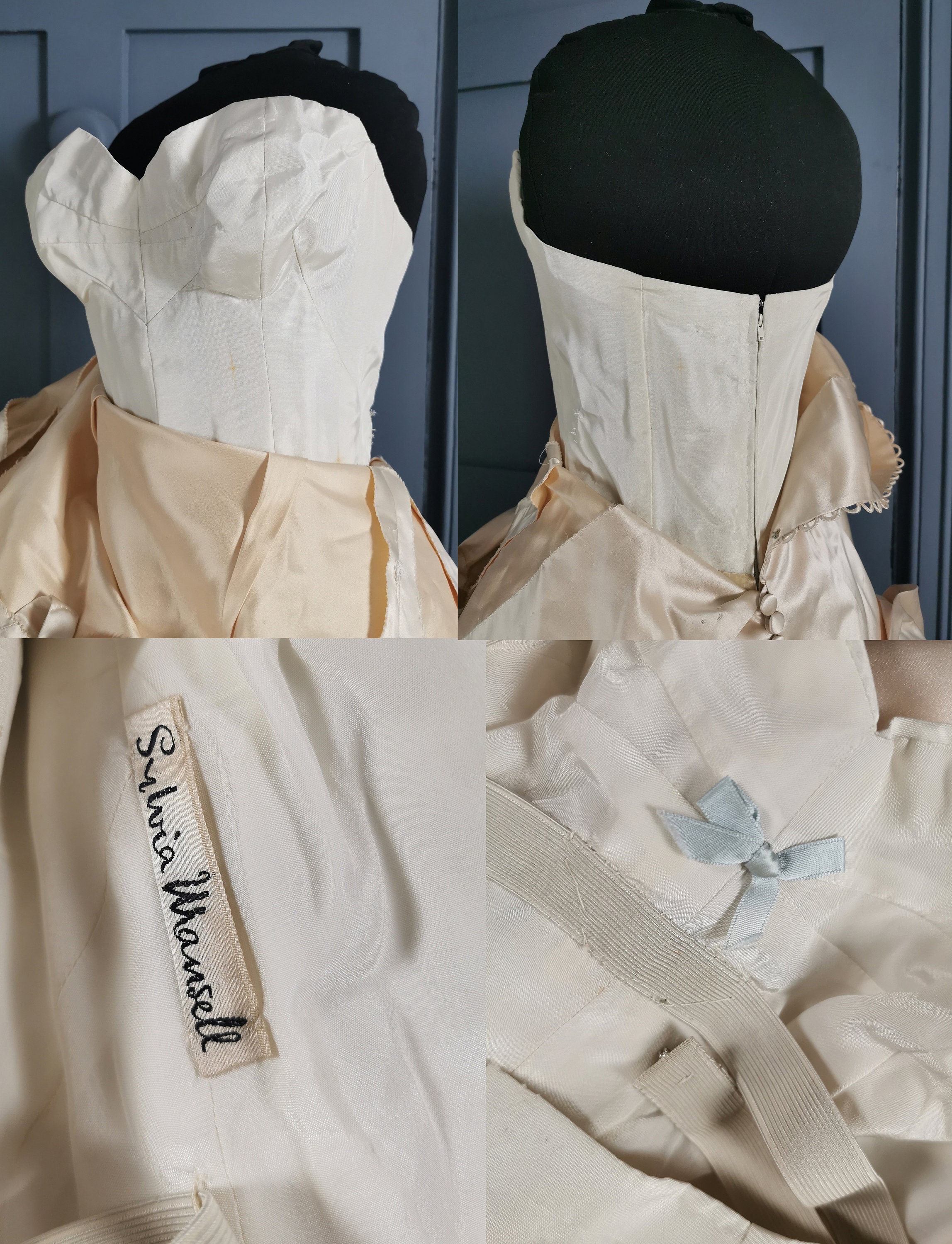 Spectacular Vintage 1940s / 1950s Victorian Style Silk Wedding - Etsy