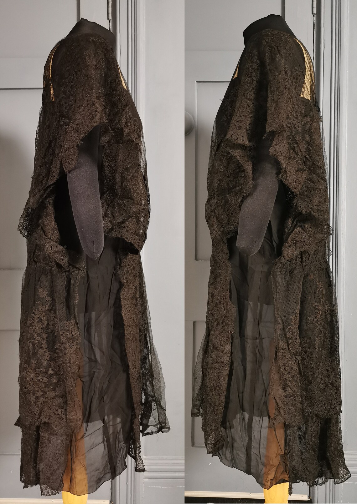 Gothic Antique / Vintage 1920s Black Lace Flapper Mourning | Etsy