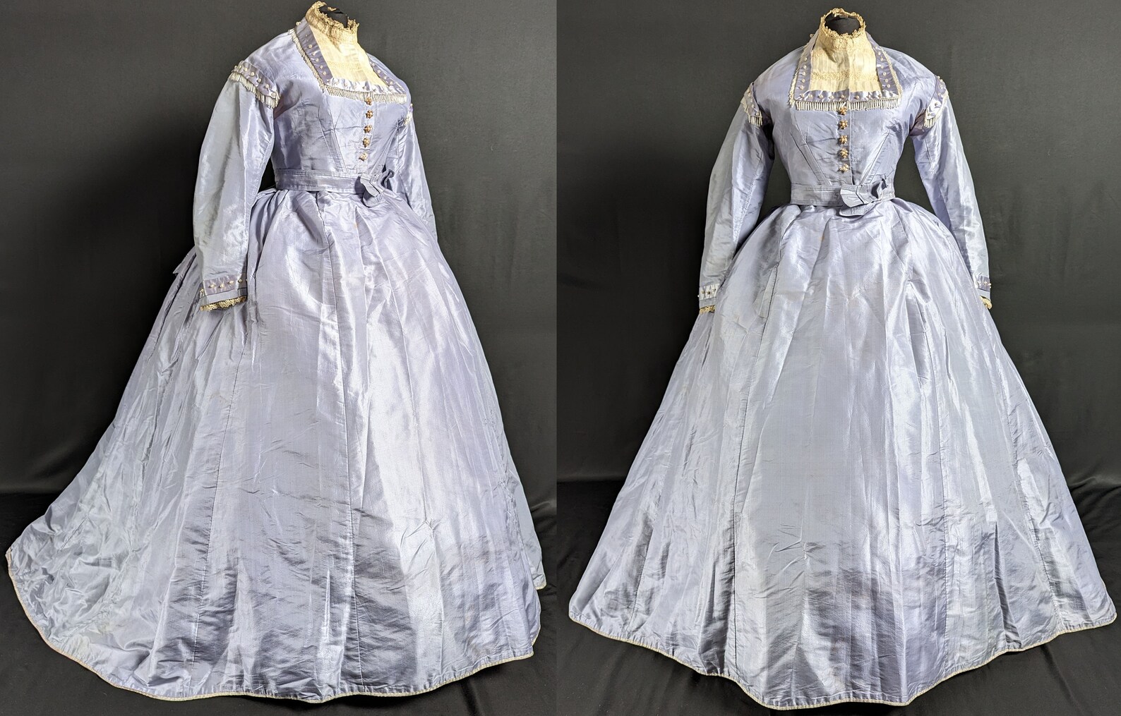 Stunning Victorian Antique Fashion 1860s Four Piece Lilac Silk ...