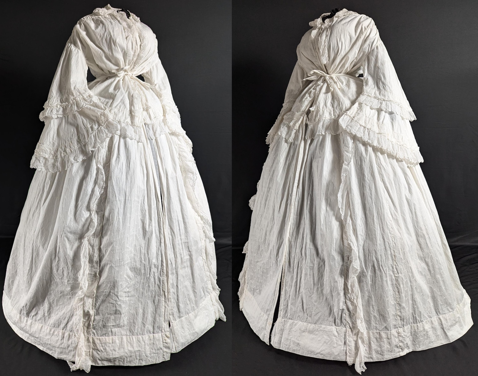 RARE Victorian Antique 1850s Crinoline Era Morning Robe / Dressing Gown ...