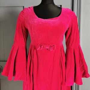 Vibrant Vintage 1960s Medieval Style Pink Velvet Evening Dress - Clive ...