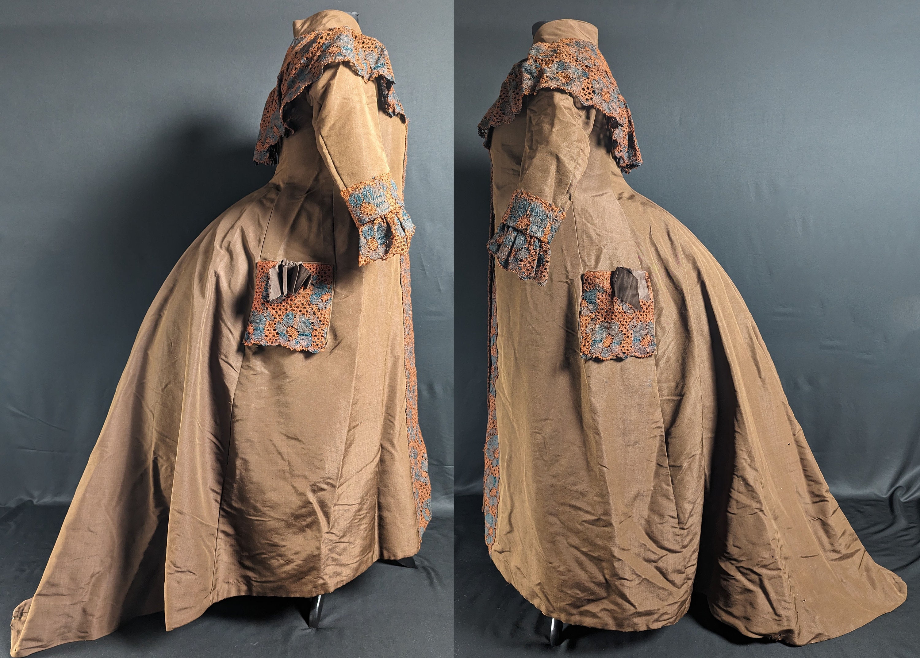 RARE Victorian Antique Fashion 1870s / 1880s Larger Size Silk Bustle ...
