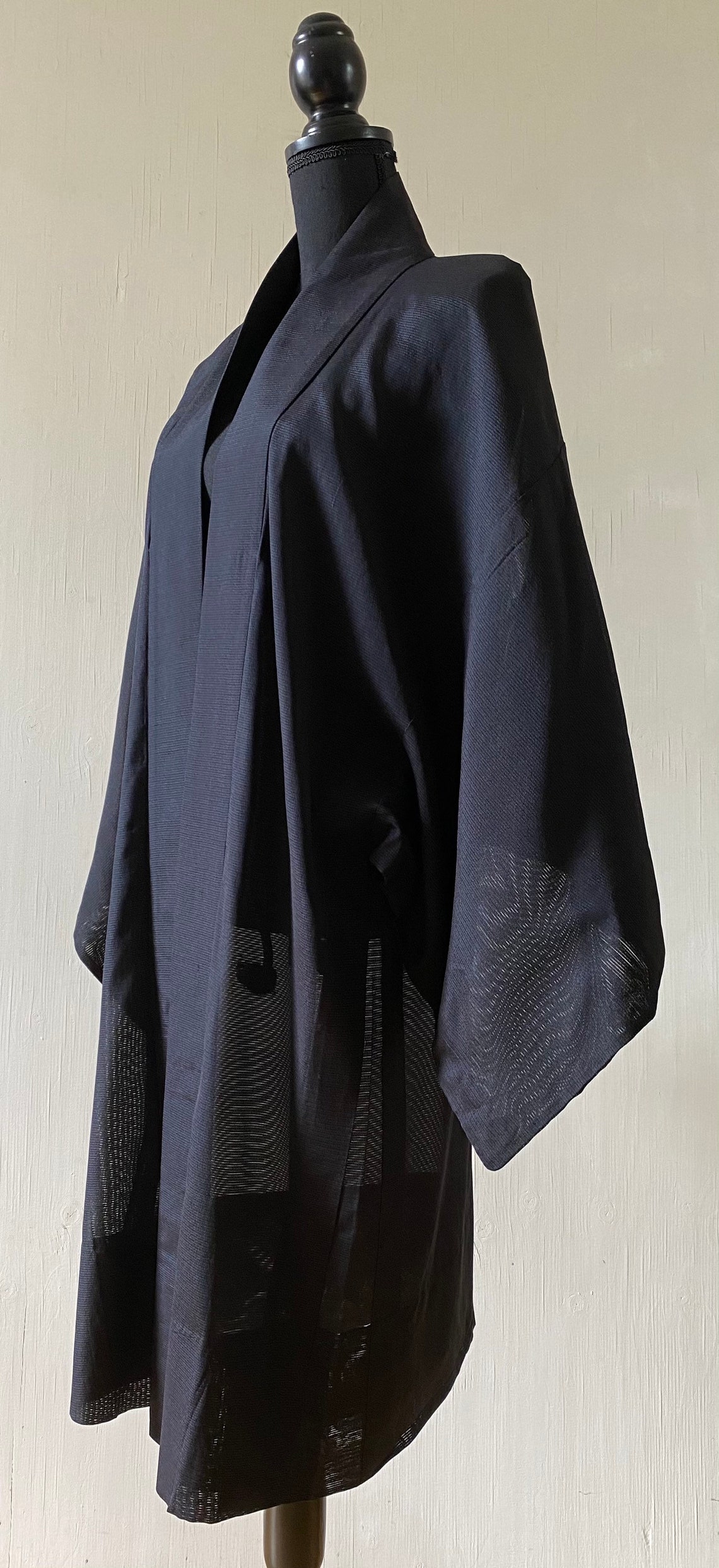 Black See Through Short Kimono Robe Authentic Japanese Vintage Etsy