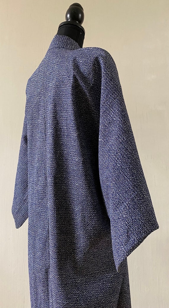 Navy Blue Crape Summer Long Kimono Robe Authentic Jap… - Gem