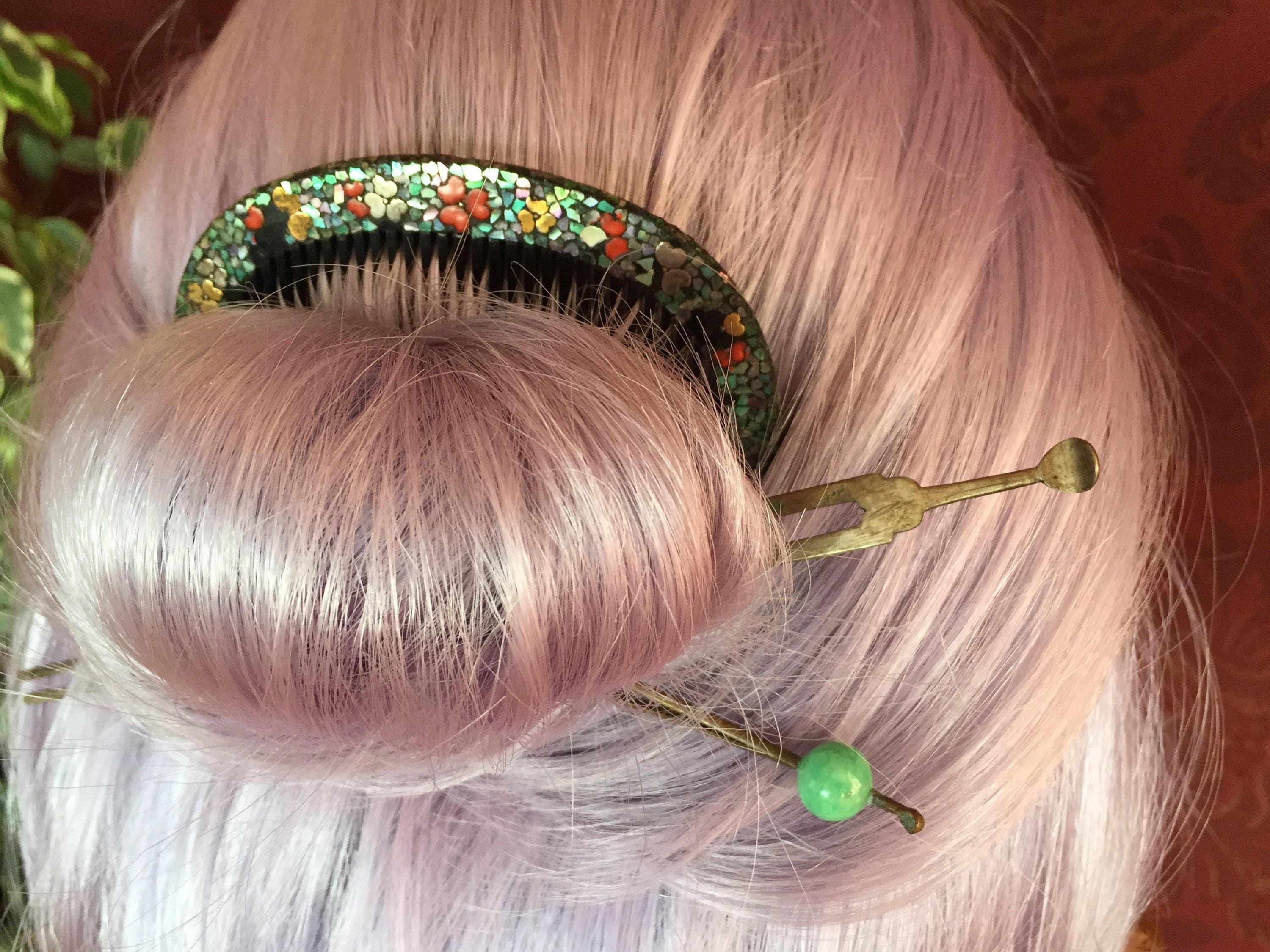 Japanese Antique/vintage Decorative Hair Comb With Mother of Pearl ...