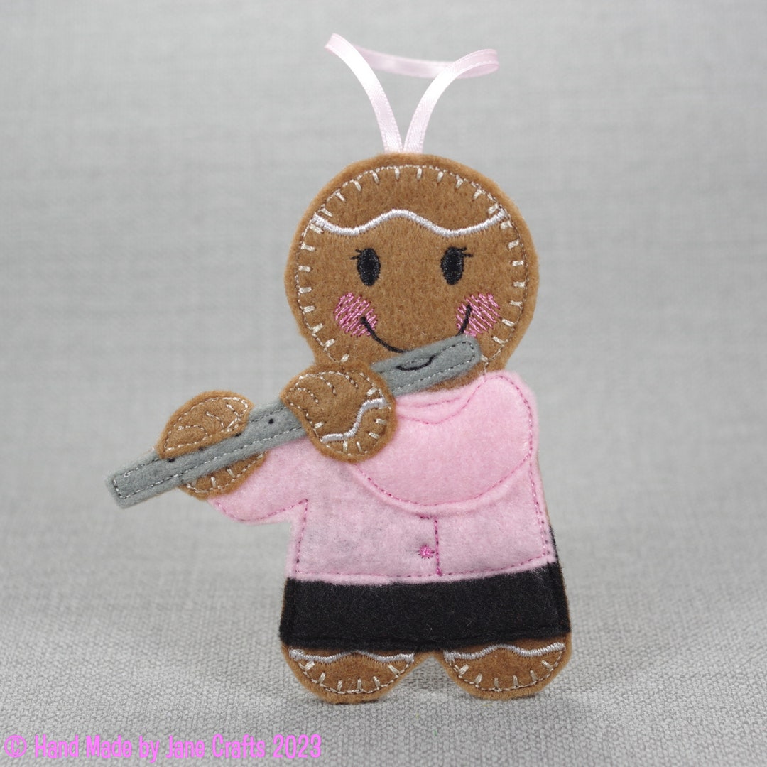 Flute Player, Musician Gingerbread Man Felt Decoration, Orchestra, Band ...