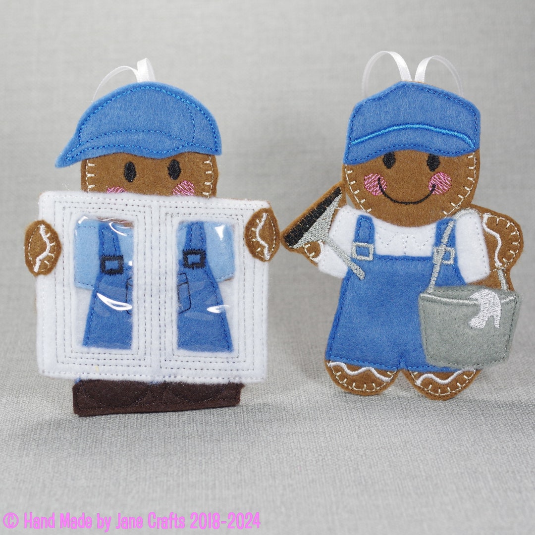 Window Cleaner, Window Fitter, Gingerbread, Felt Decorations, Birthday ...