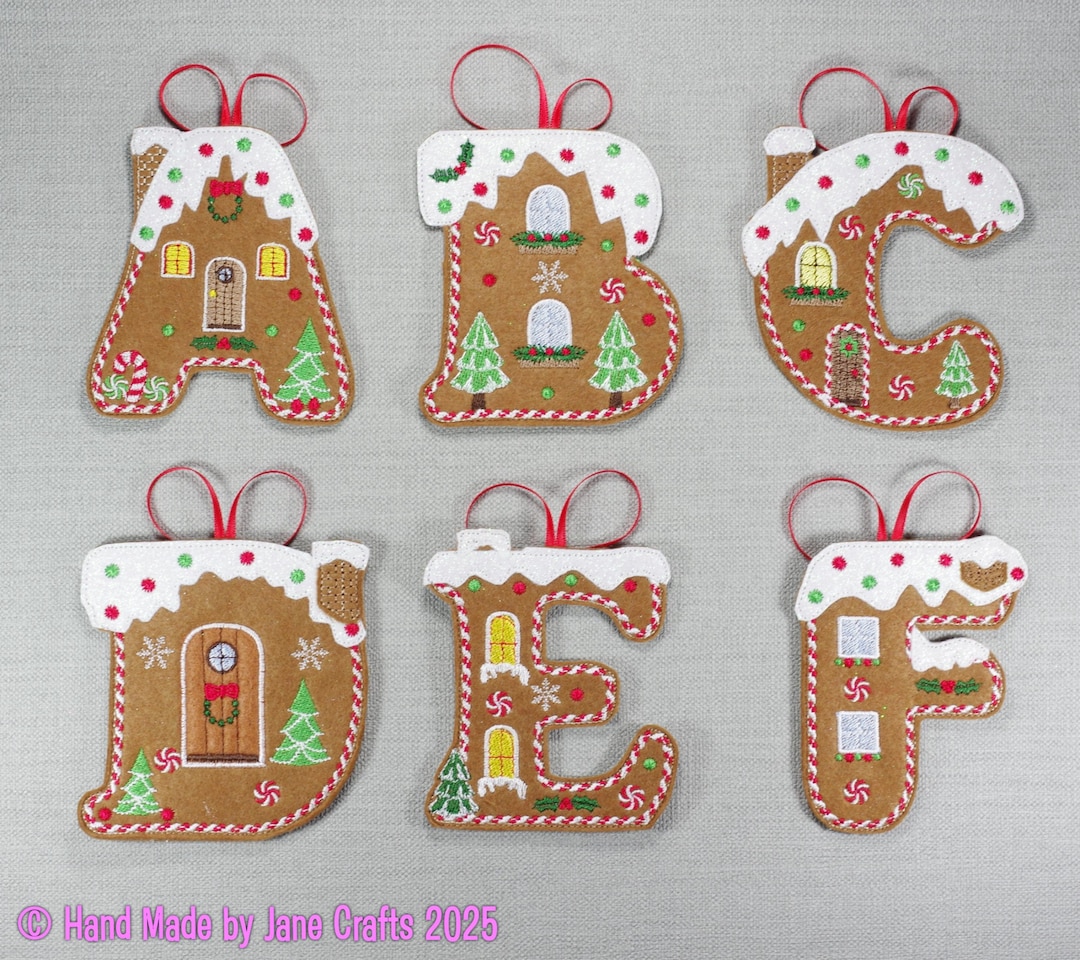 Personalized Gingerbread House Alphabet Ornament: Glitter Felt ...