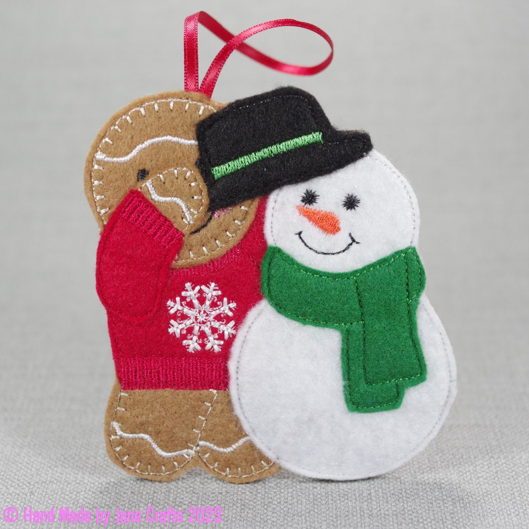 Gingerbread Man, Build a Snowman, Christmas Tree, Felt Decoration ...