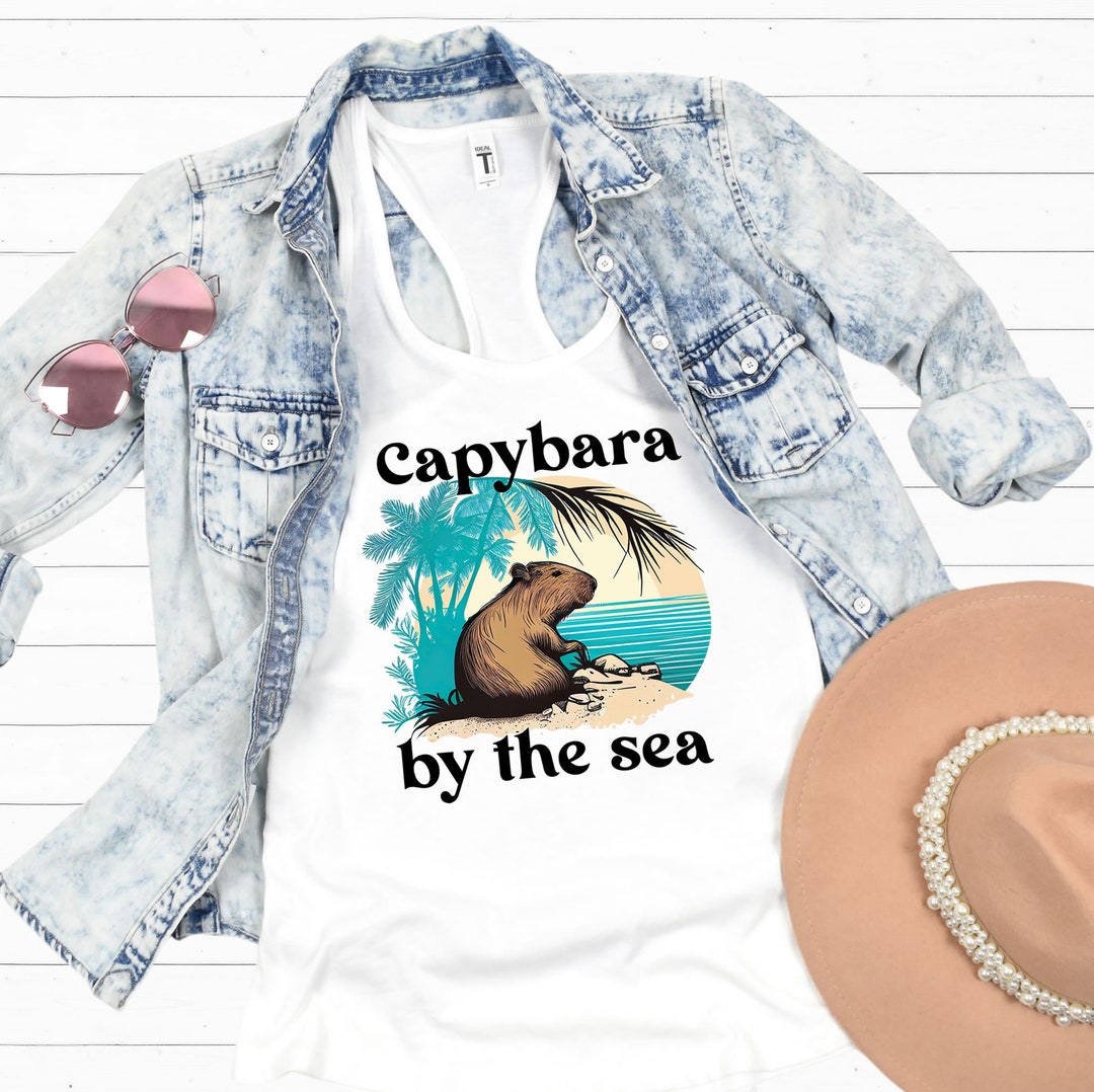 Capybara by the Sea Shirt Capybara Lover Gift Tropical Island Shirt ...