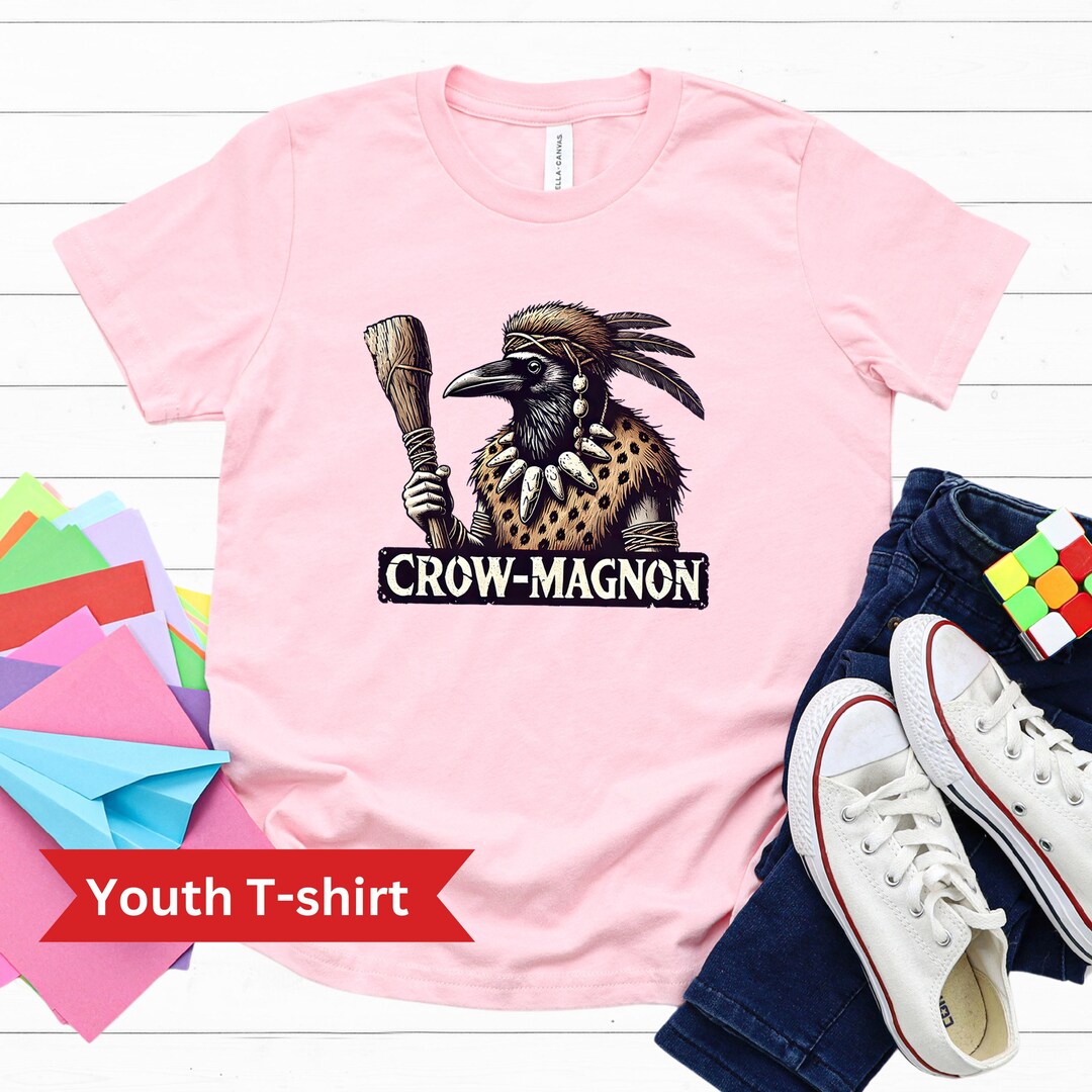 Crow-magnon Funny Caveman Crow Meme Shirt | Funny Corvid Bird Shirt ...