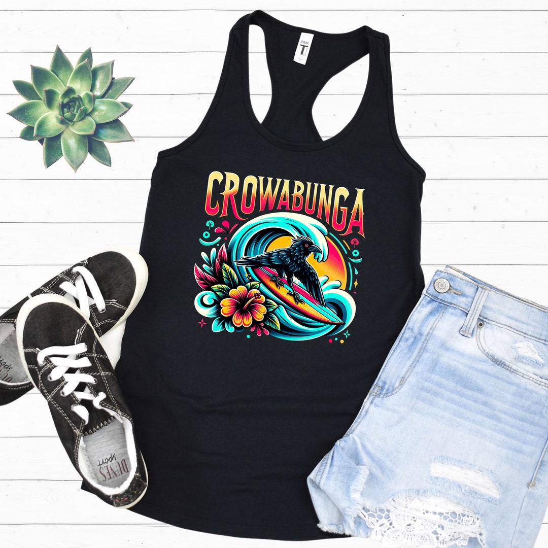 Crowabunga Funny Surfing Crow Shirt | Surfer Shirt | Crow Lover Beach ...