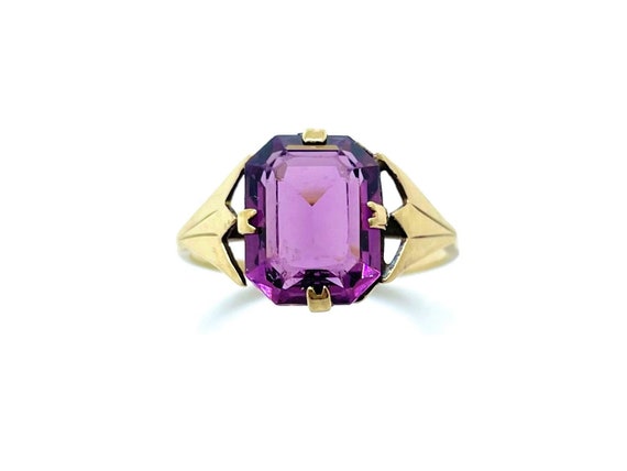 Antique Art Deco 9ct Yellow Gold Amethyst Paste Ring Size N | Etsy
