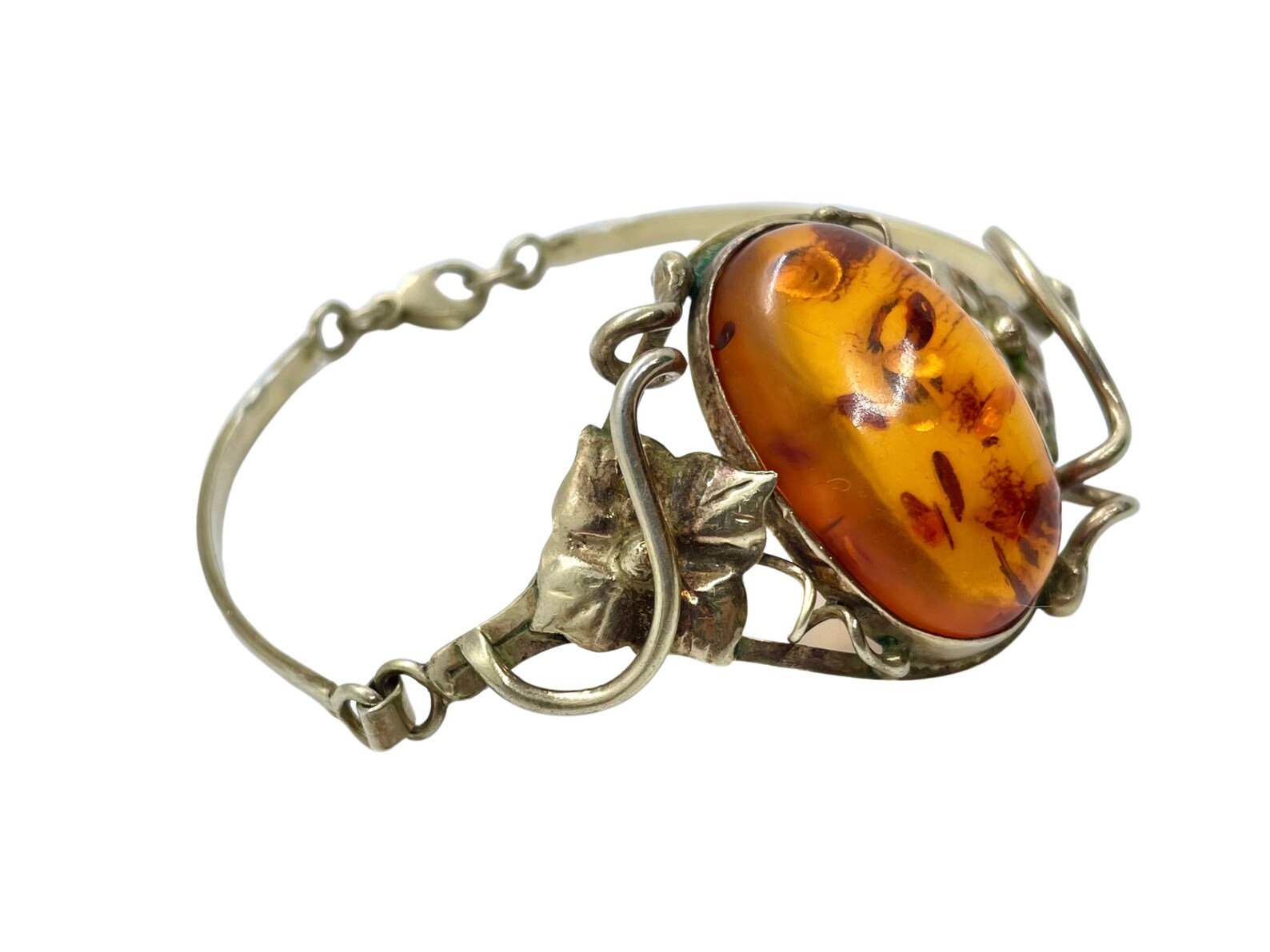 Vintage Art Nouveau Style Polish Vermeil Stone Leaf Design Bracelet - Etsy
