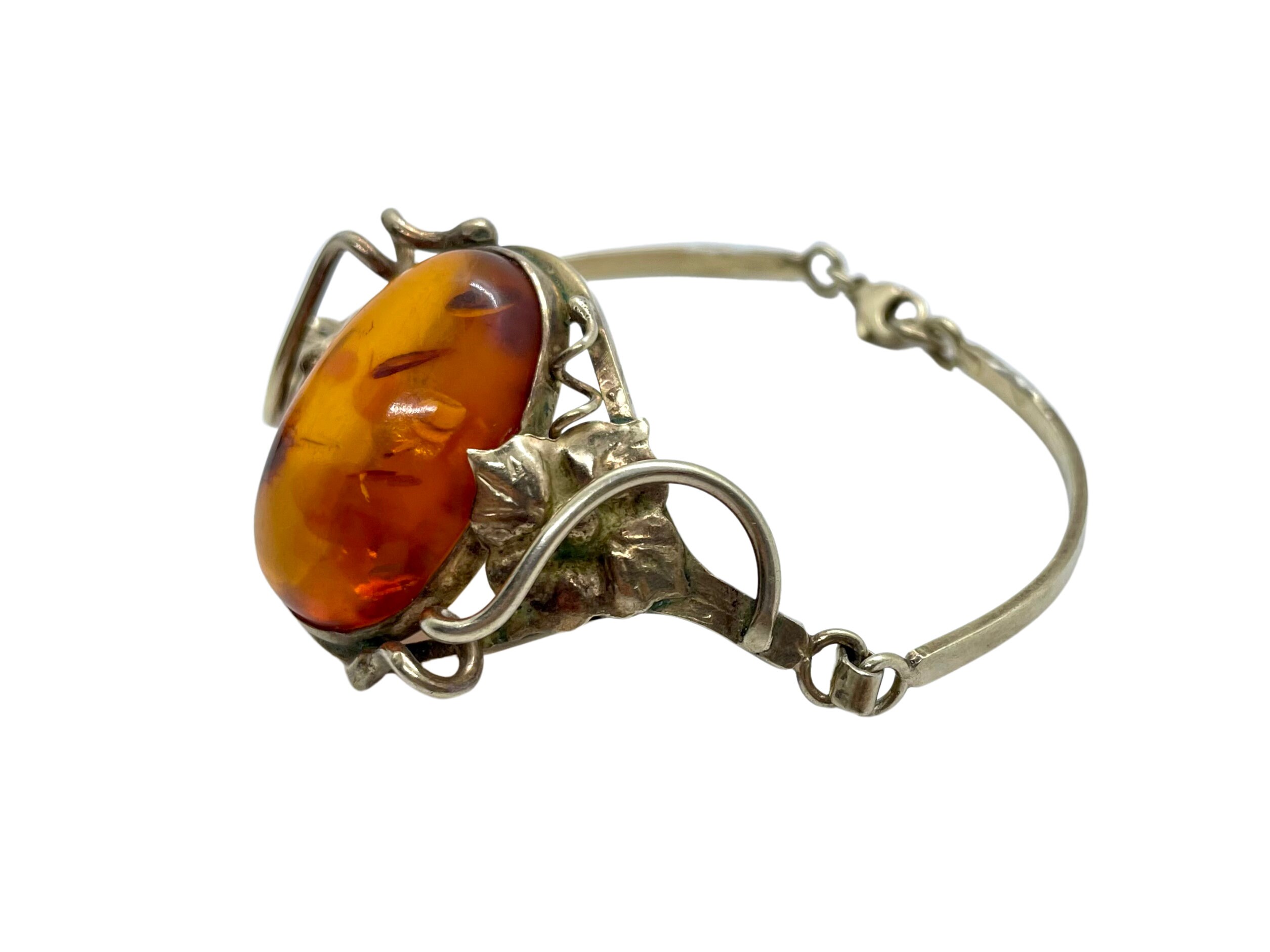 Vintage Art Nouveau Style Polish Vermeil Stone Leaf Design Bracelet - Etsy