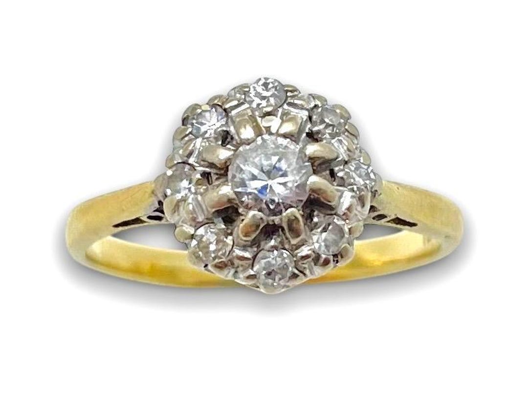 Antique Art Deco Era 18ct Yellow Gold Diamond Stone & White Sapphire ...