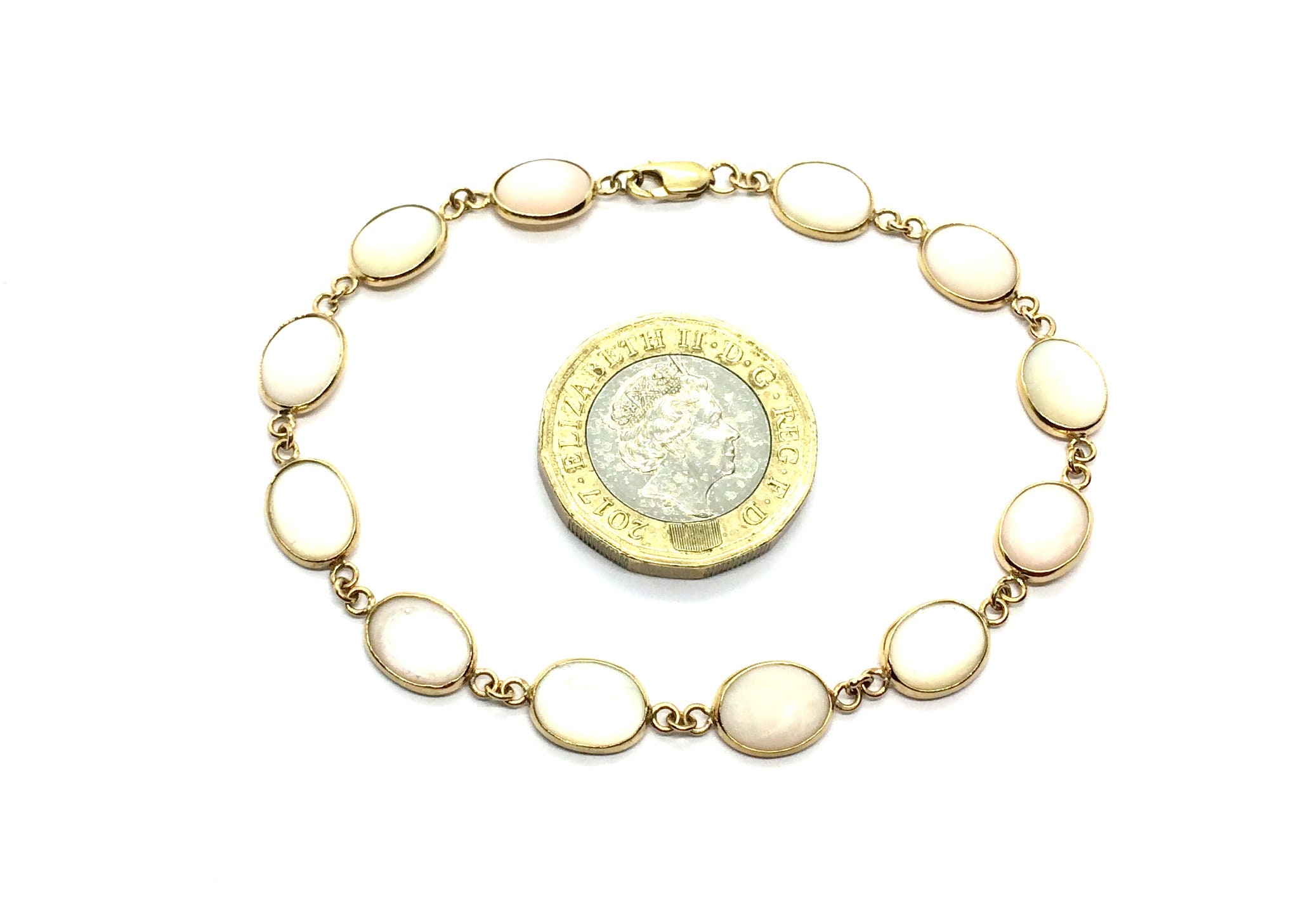 9ct Yellow Gold Pink & White Mother of Pearl Link Bracelet | Etsy