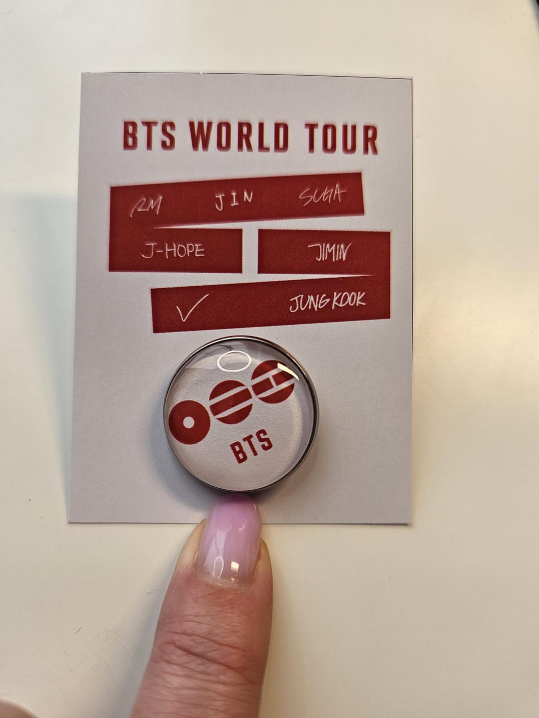 BTS World Tour Pin – 25 Mm Fan Button – Red White – K-pop Accessory for ...