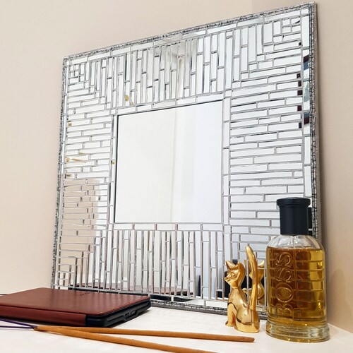 Square Mirror Wall Decor Silver Mirror Made to Order - Etsy