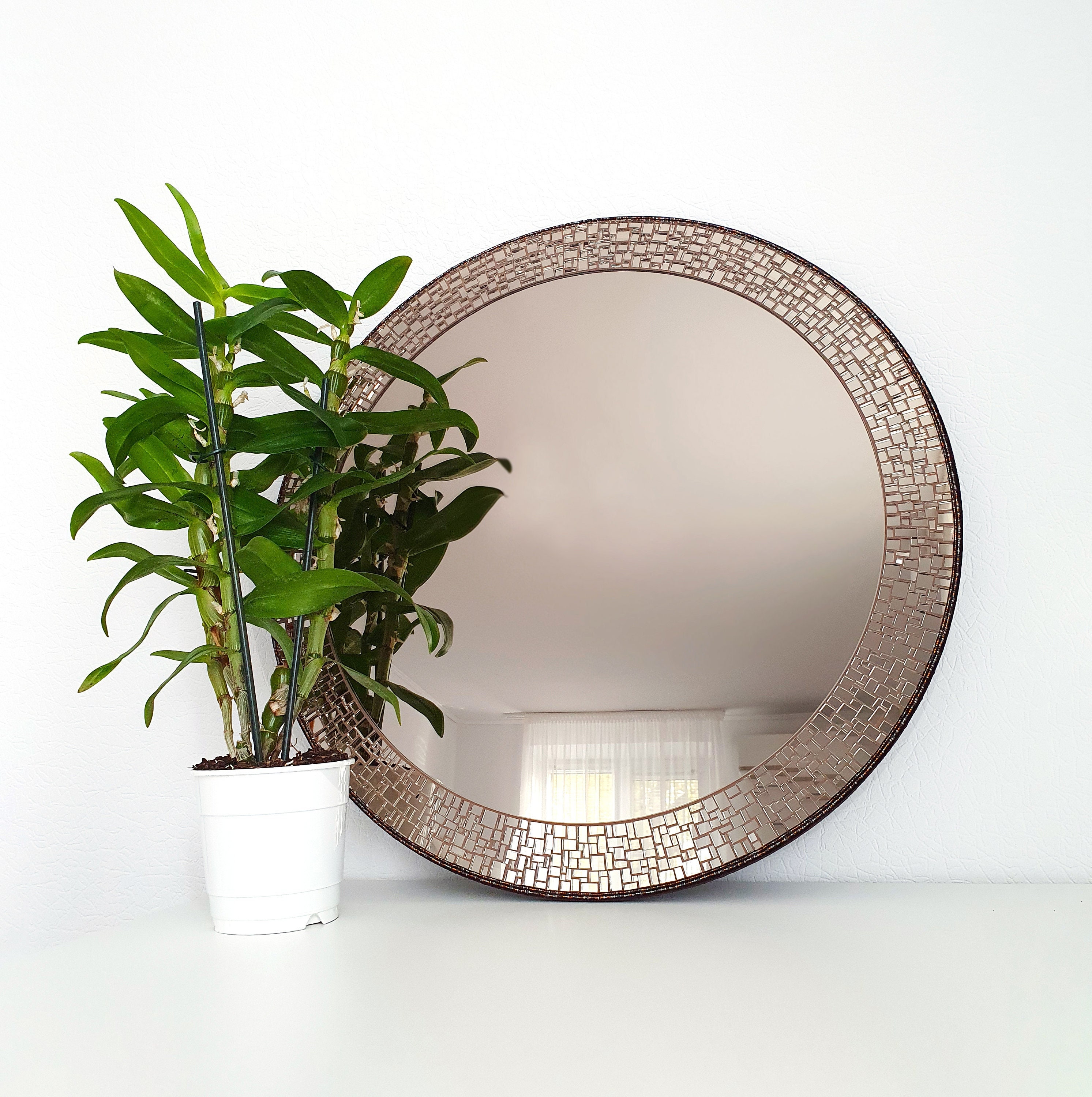Mosaic Circle Bronze Mirror - Etsy