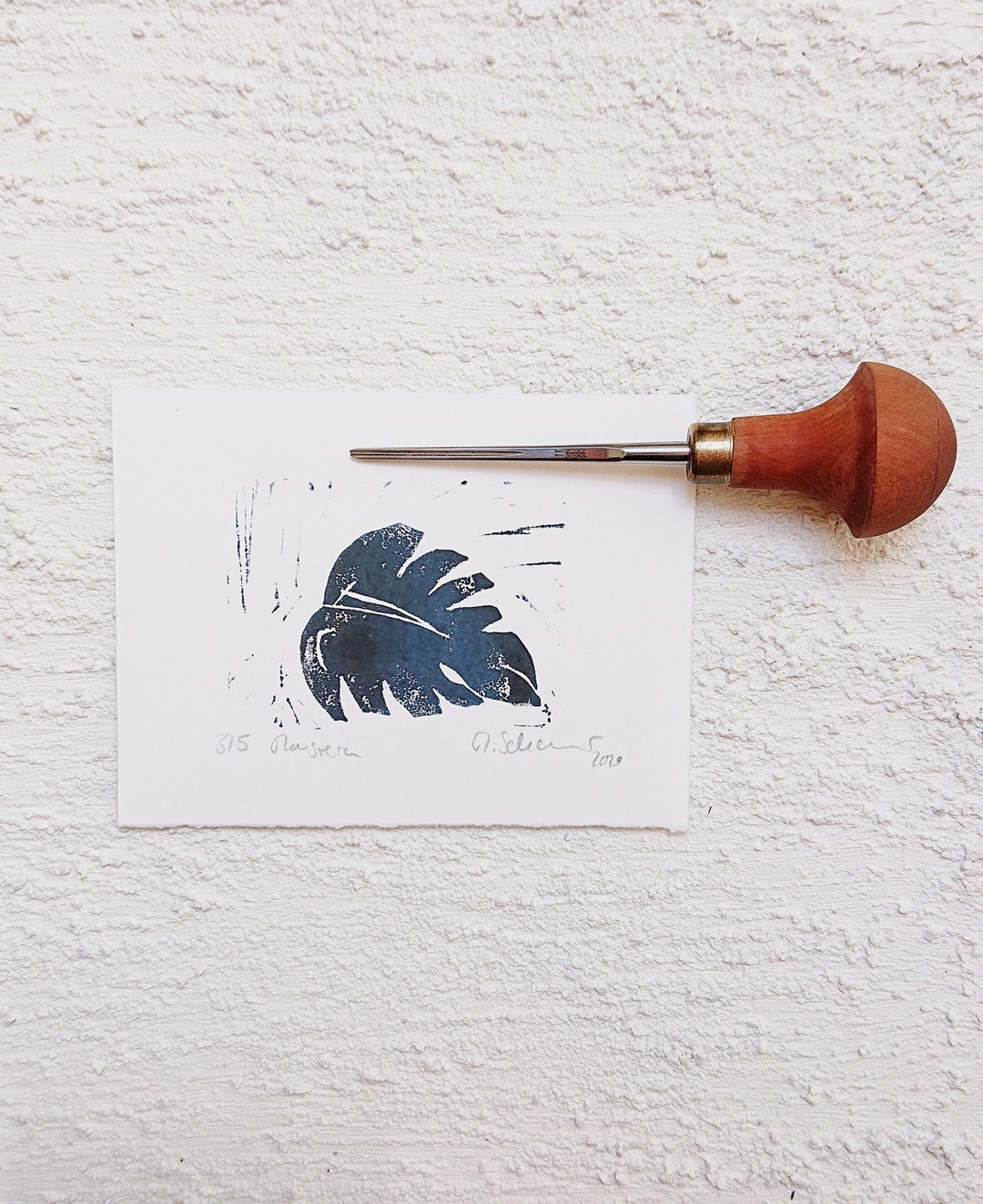 Print Linocut monstera, Wall Art - Etsy