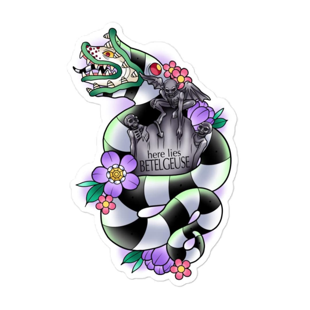 Beetlejuice Sandworm Sticker Lydia Deetz Cute Horror Tattoo Design Goth ...