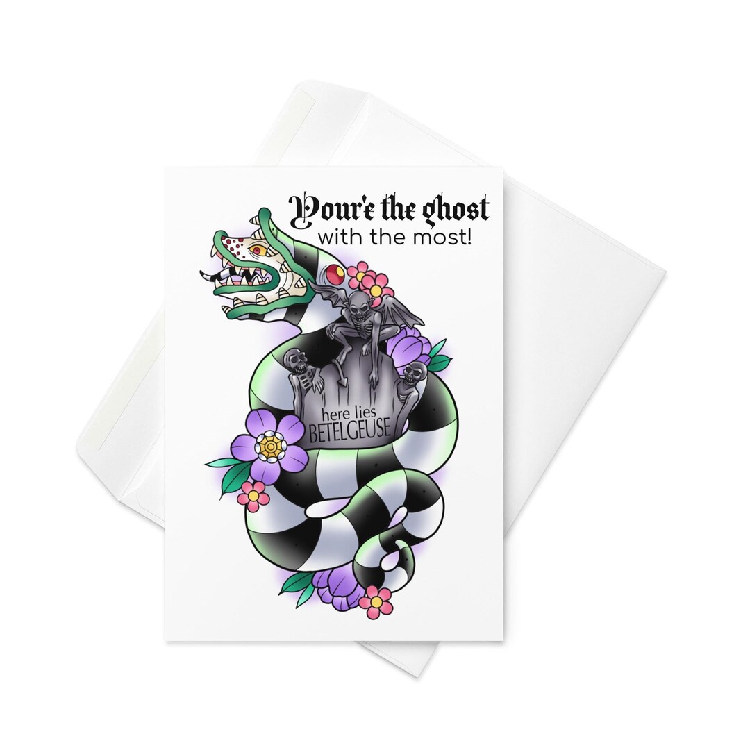 Beetlejuice Birthday Card Sandworm Lydia Deetz Flowers Tattoo Inspired ...