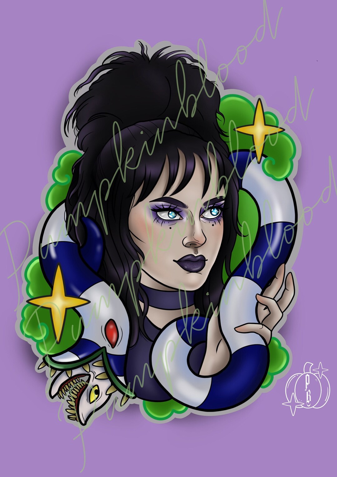 Lydia Deetz Beetlejuice Sandworm Kawaii A4 Art Print Tattoo - Etsy