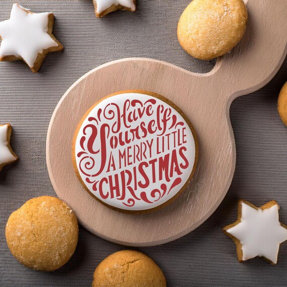 Merry Little Christmas Ornament Cookie Stencil Christmas Cookie Stencils Lettering Cookie Stencils Designer Stencils Etsy UK