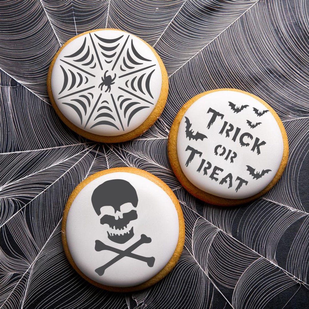 Mini Trick or Treat Round Cookie Stencil Set by Designer Stencils ...