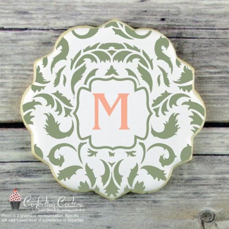 Acanthus Monogram Background Cookie Stencil - Etsy