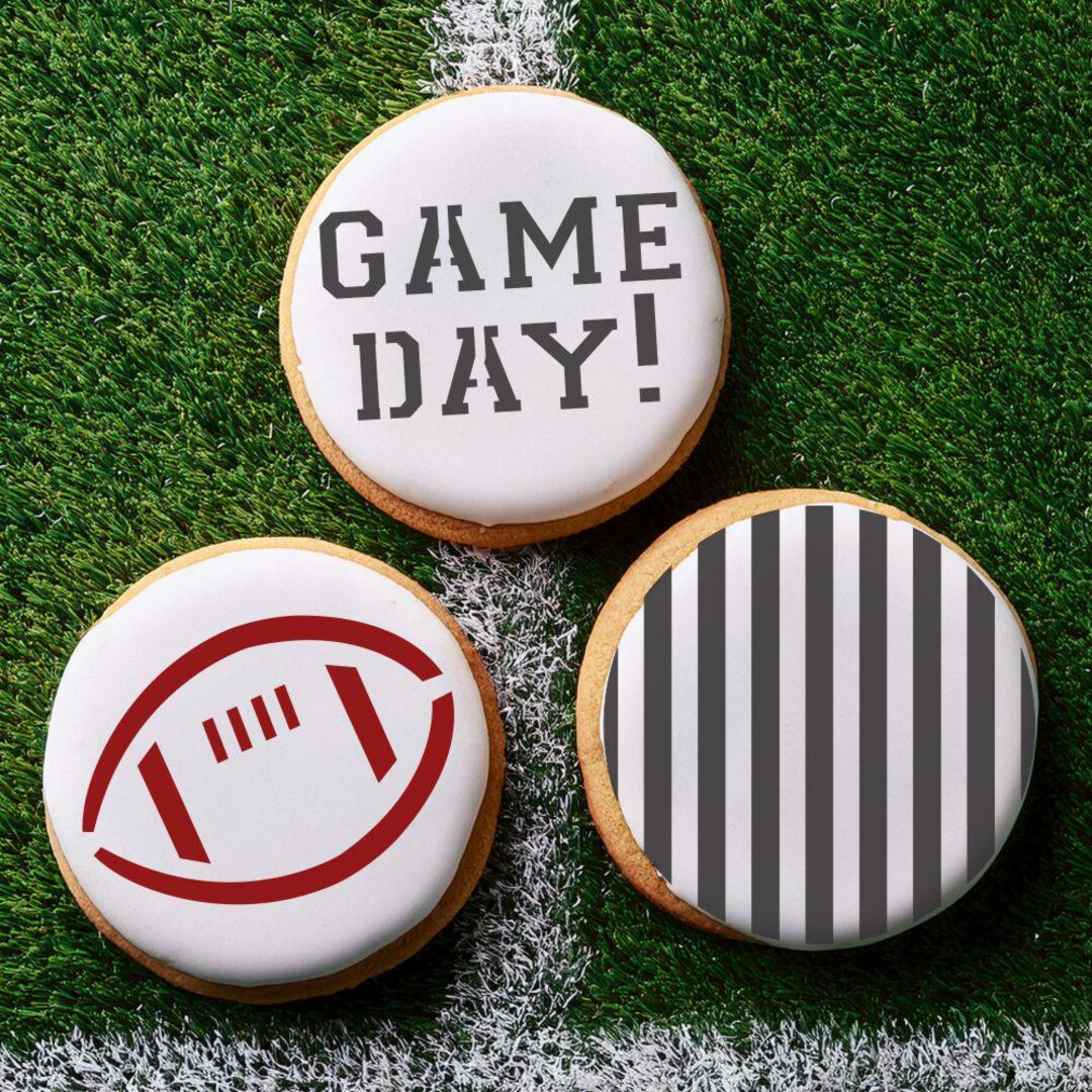 Round Football Cookie Stencils | Football Macaron Stencils | Game Day ...
