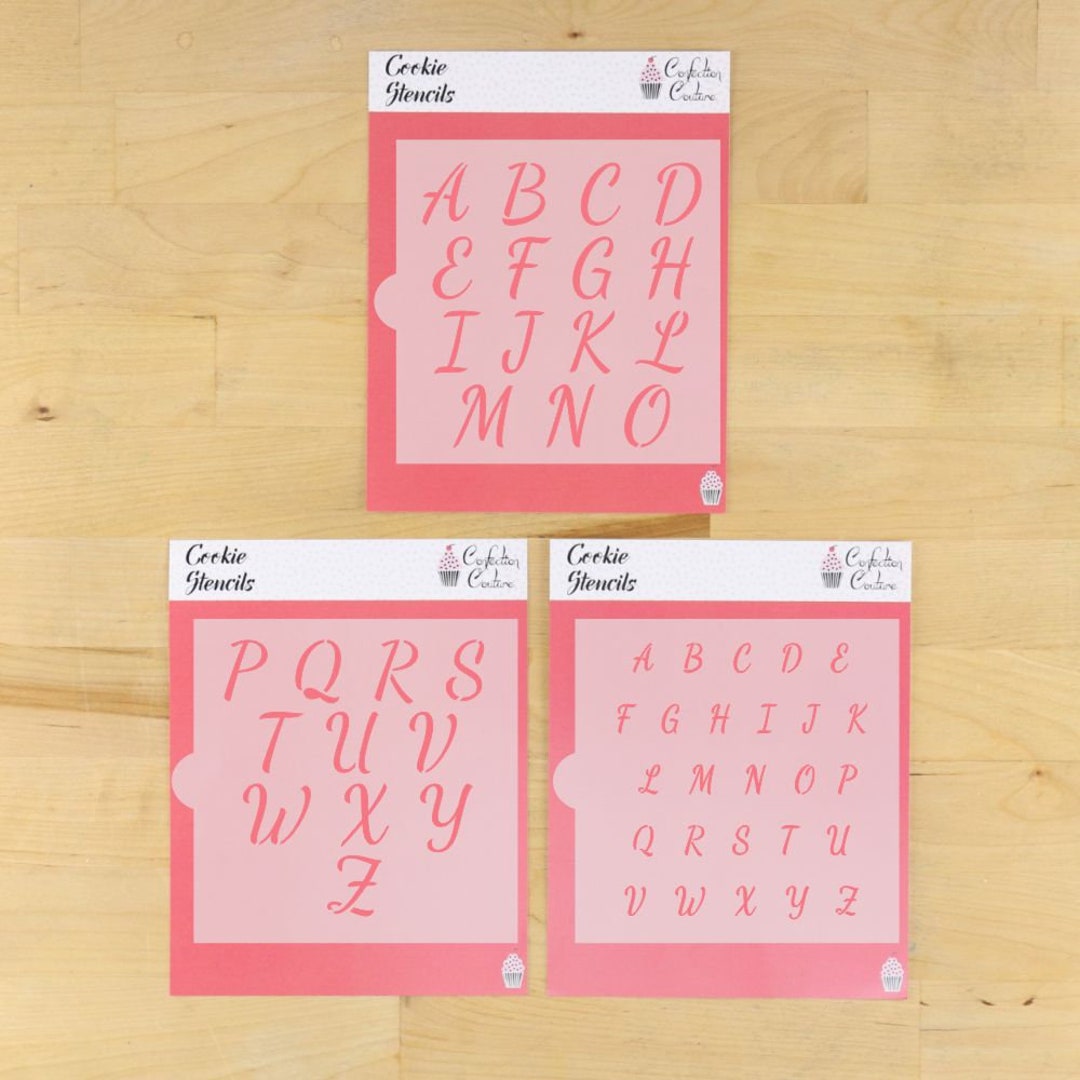 Ganache Alphabet Cookie Stencil Set | Monogram Stencil | Birthday ...